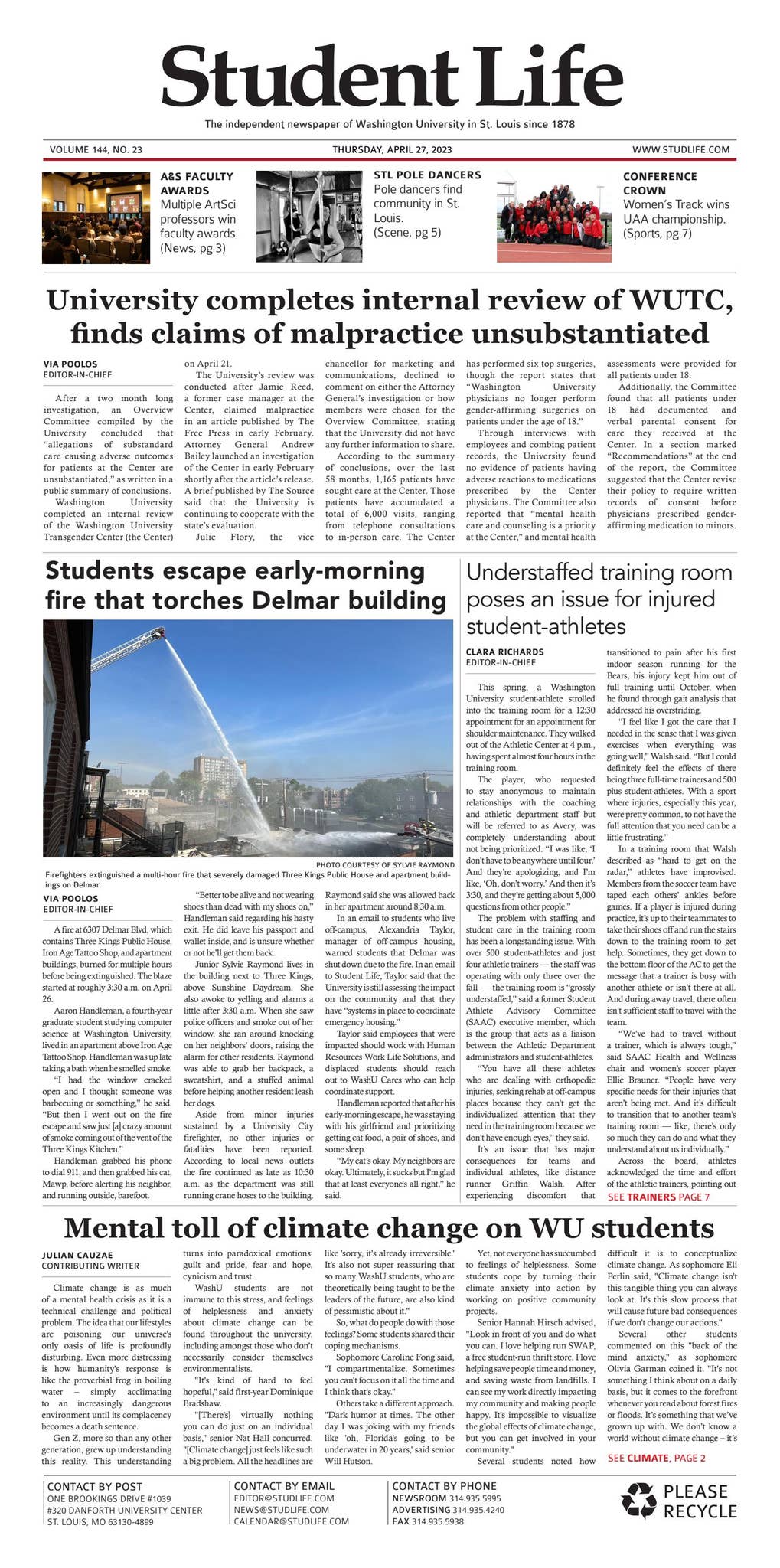 April 27, 2023 Student Life newspaper, Washington University in St ...
