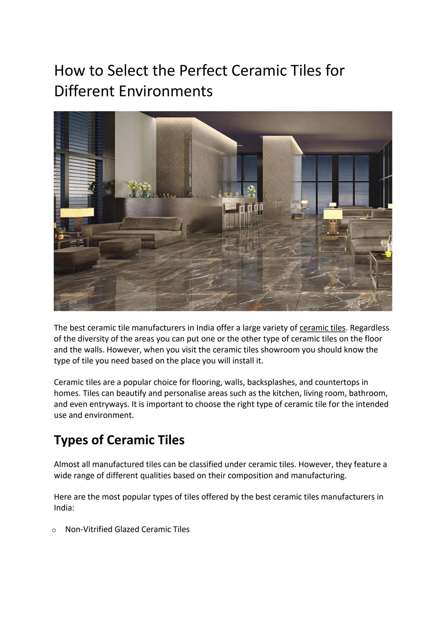 How to Select the Perfect Ceramic Tiles for Different Environments by H ...