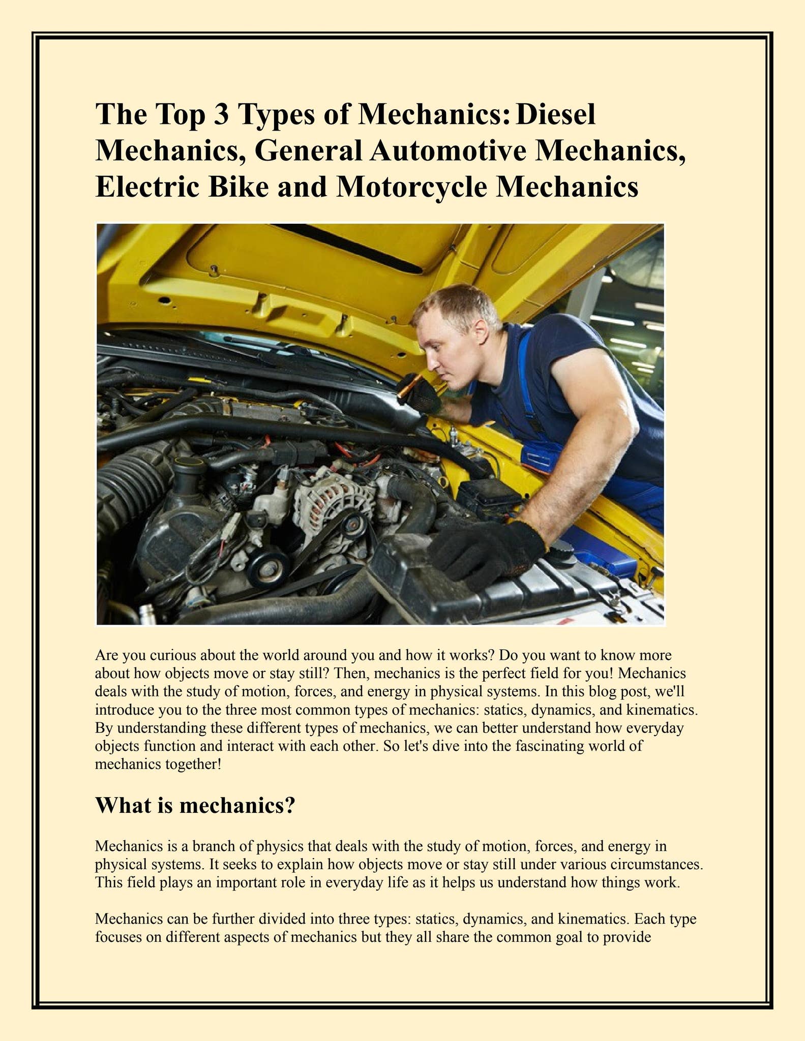 The Top 3 Types of Mechanics: Diesel Mechanics, General Automotive ...