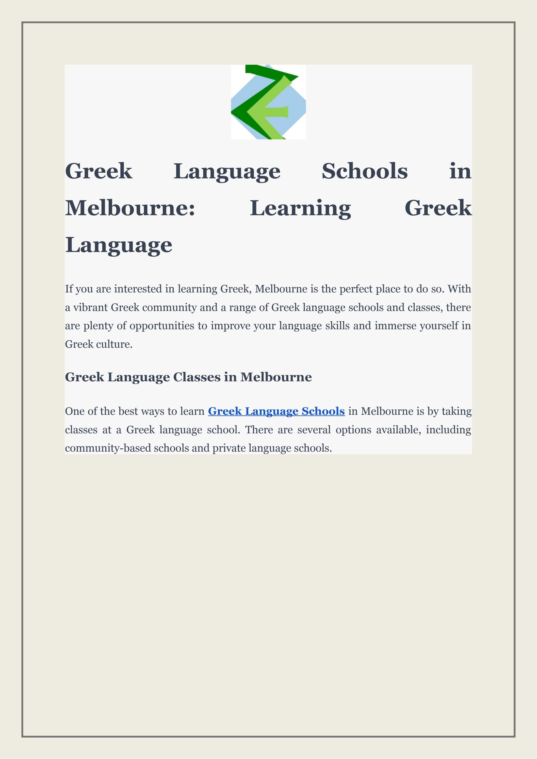 Greek Language Schools in Melbourne: Learning Greek Language by ...