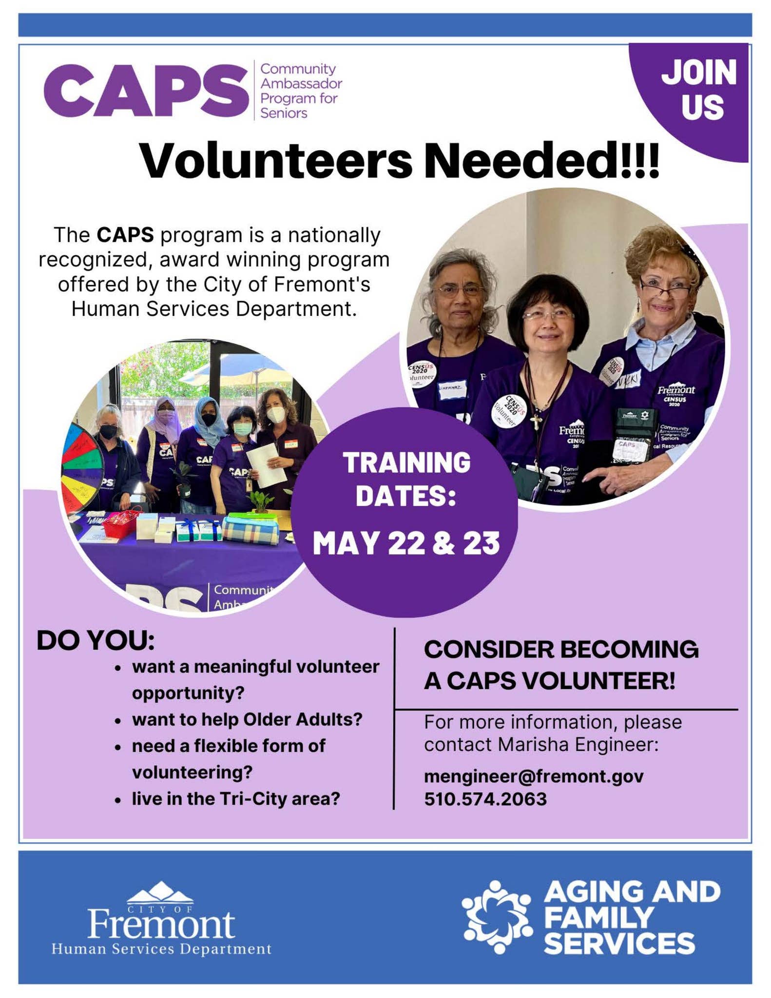 CAPS Volunteers Needed by City of Fremont | Human Services Department ...
