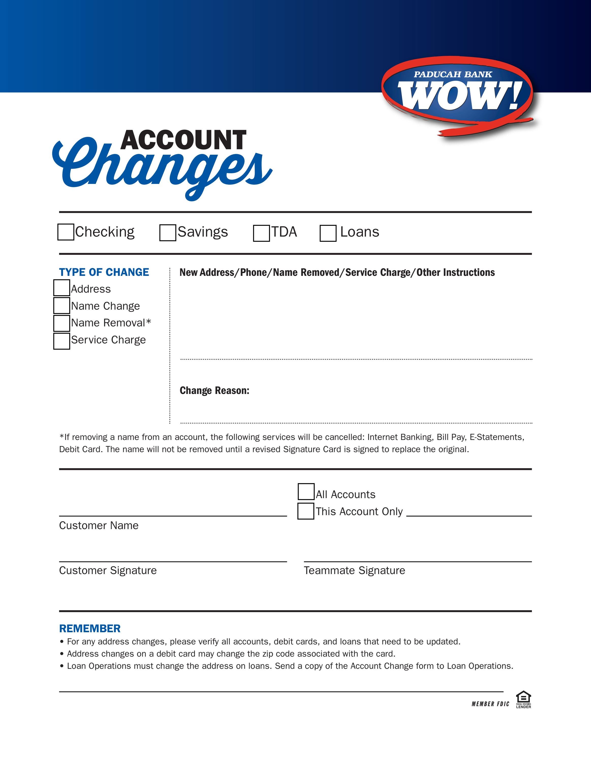 Account Change Form by PaducahBank - Issuu