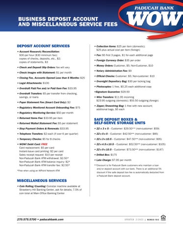 Business Deposit Account - Services & Fees Handout by PaducahBank - Issuu