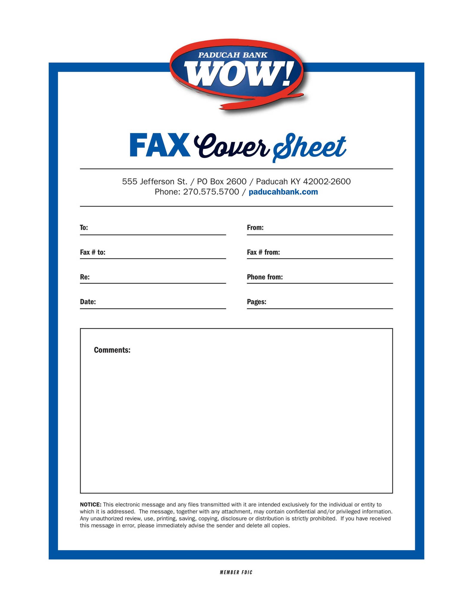 Fax Cover Sheet by PaducahBank - Issuu