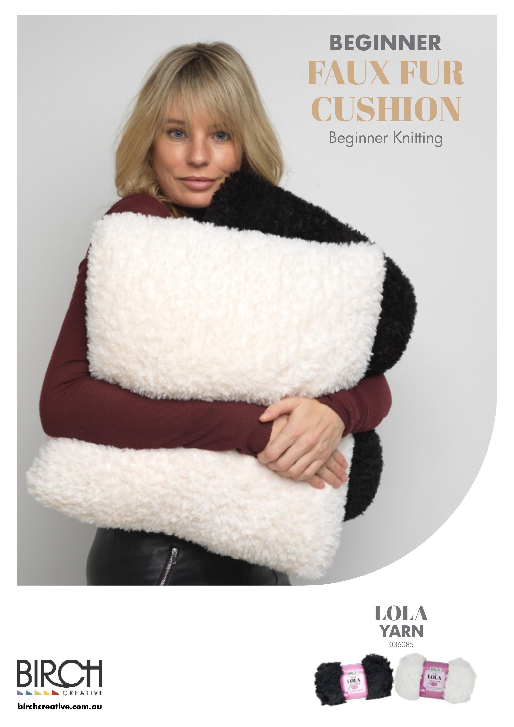 BIRCH CREATIVE - LOLA YARN PATTERN - FAUX FUR CUSHION by Birch Creative ...