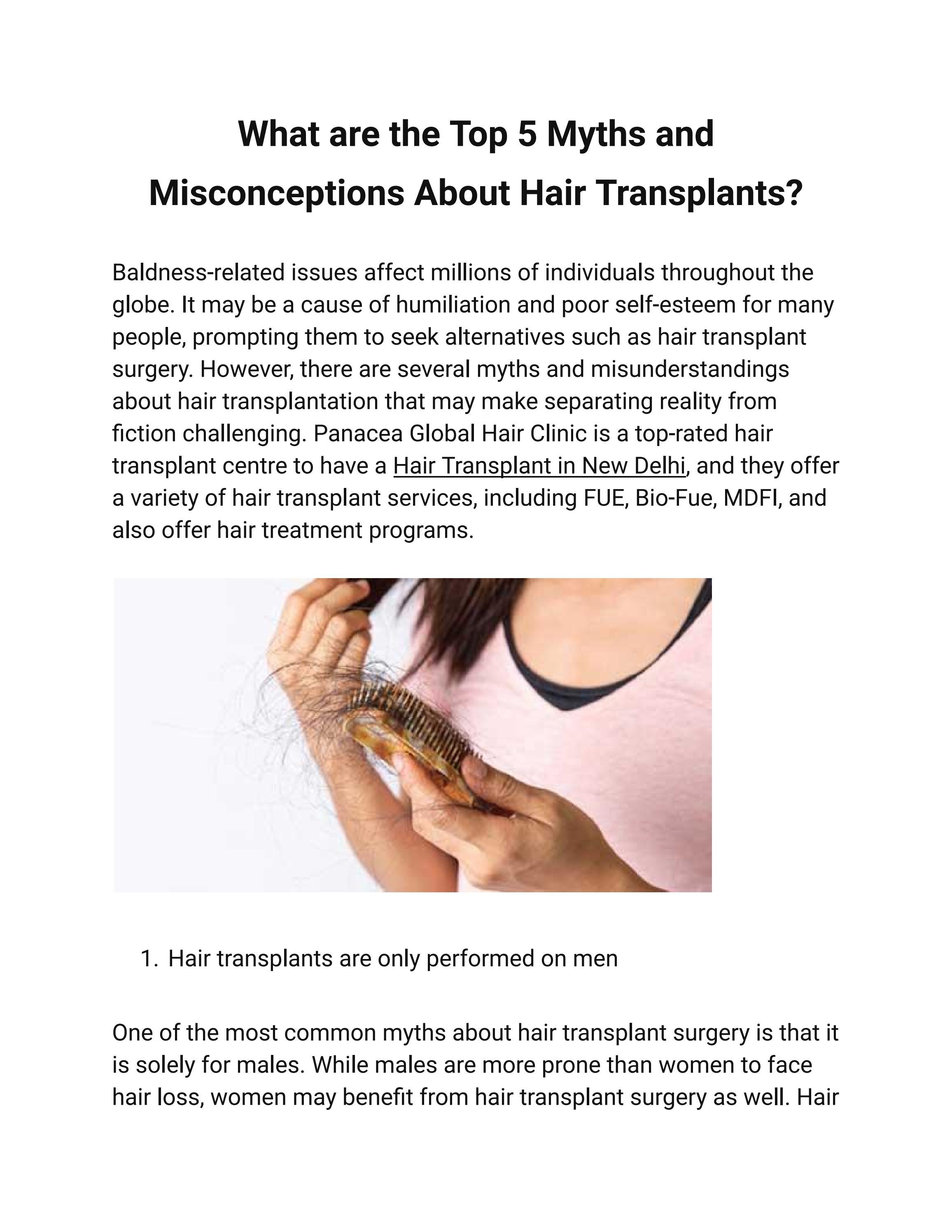 What are the Top 5 Myths and Misconceptions About Hair Transplants? by Panacea Global Hair ...