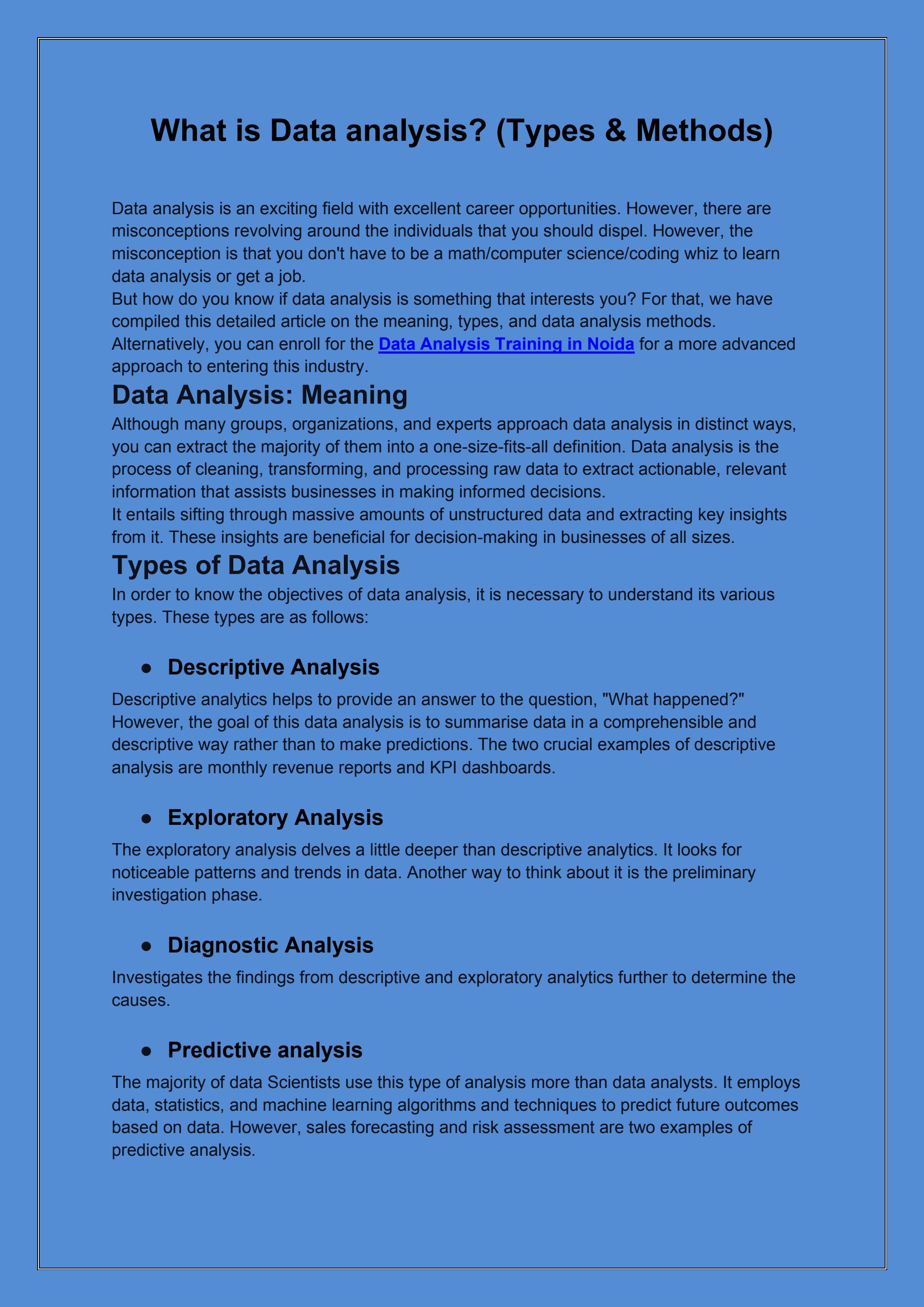 What is Data Analysis? by Manoj Kumar - Issuu