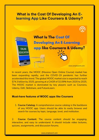 What is the cost of developing an eLearning app like Coursera & Udemy? by Amplework Software - Issuu