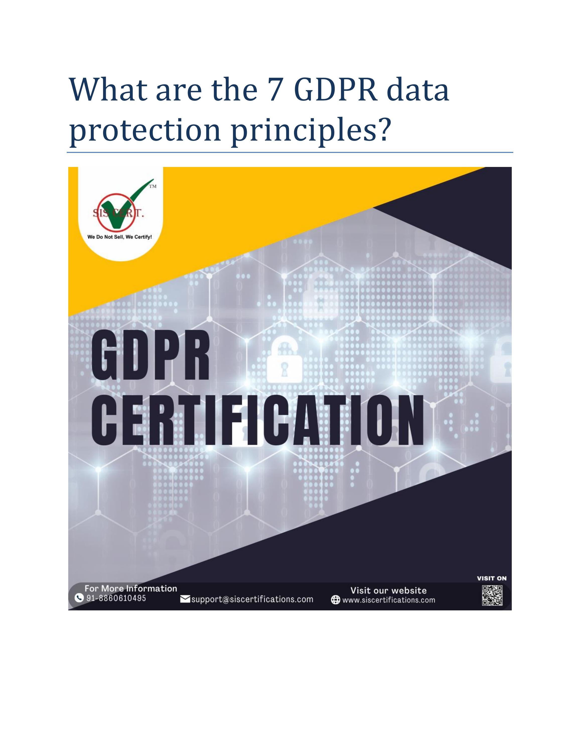 What are the 7 GDPR data protection principles? by siscertglobal - Issuu