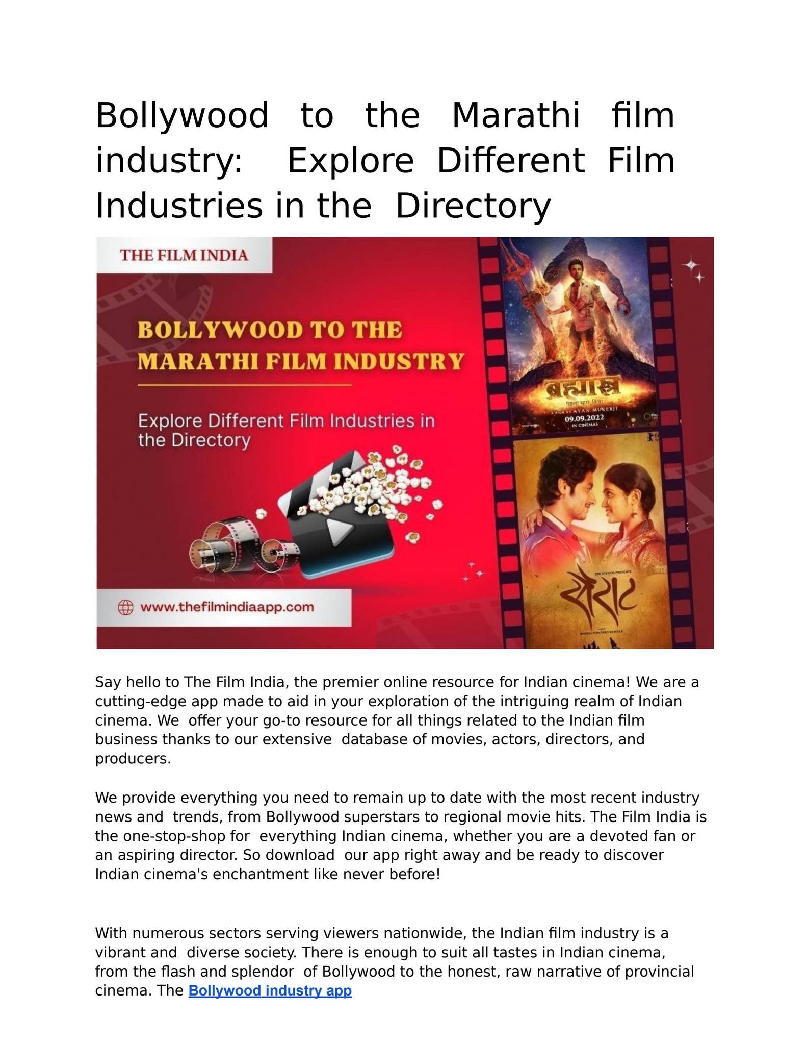 Bollywood to the Marathi film industry: Explore Different Film Industries in the Directory by ...