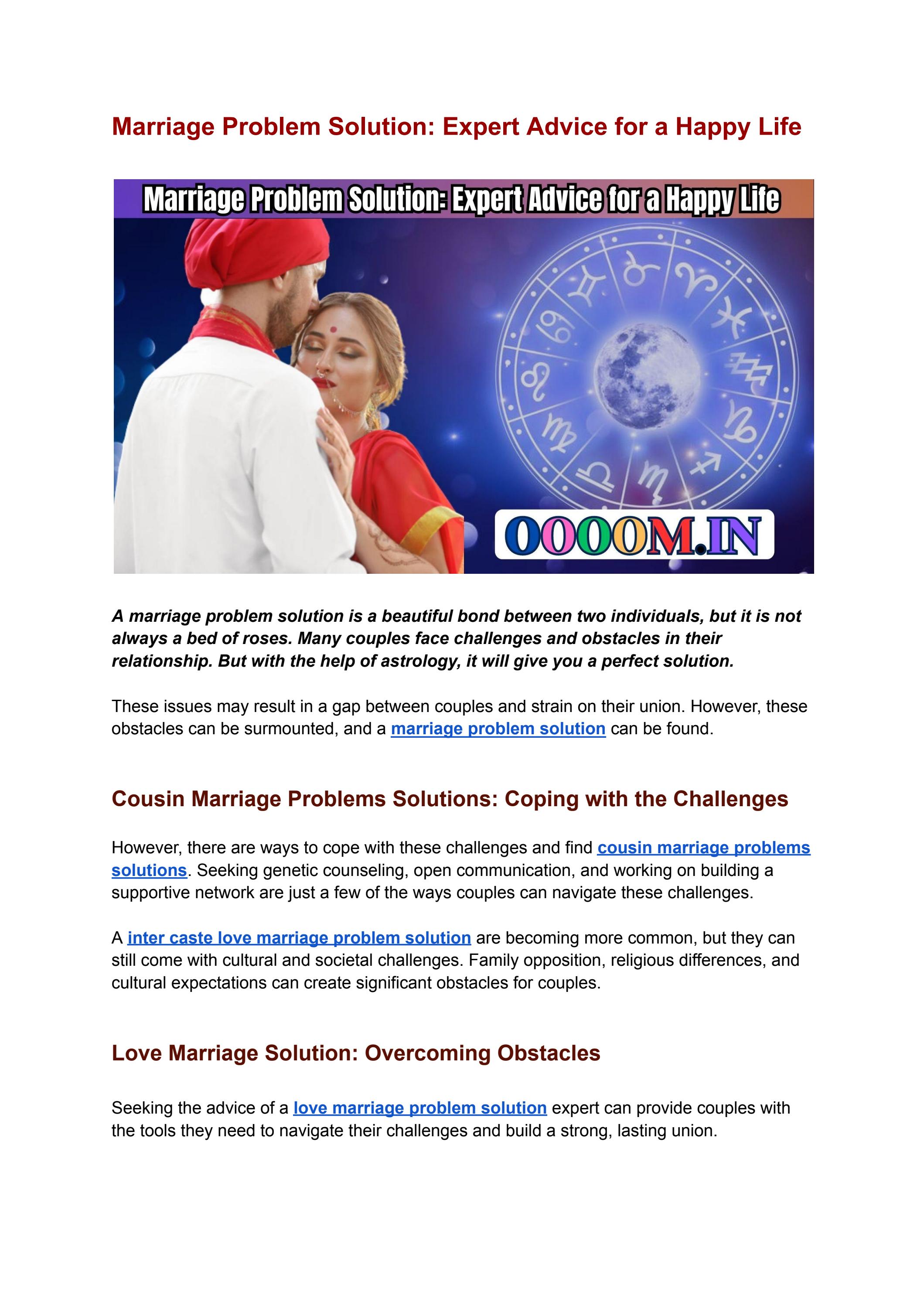 Marriage Problems And Solutions