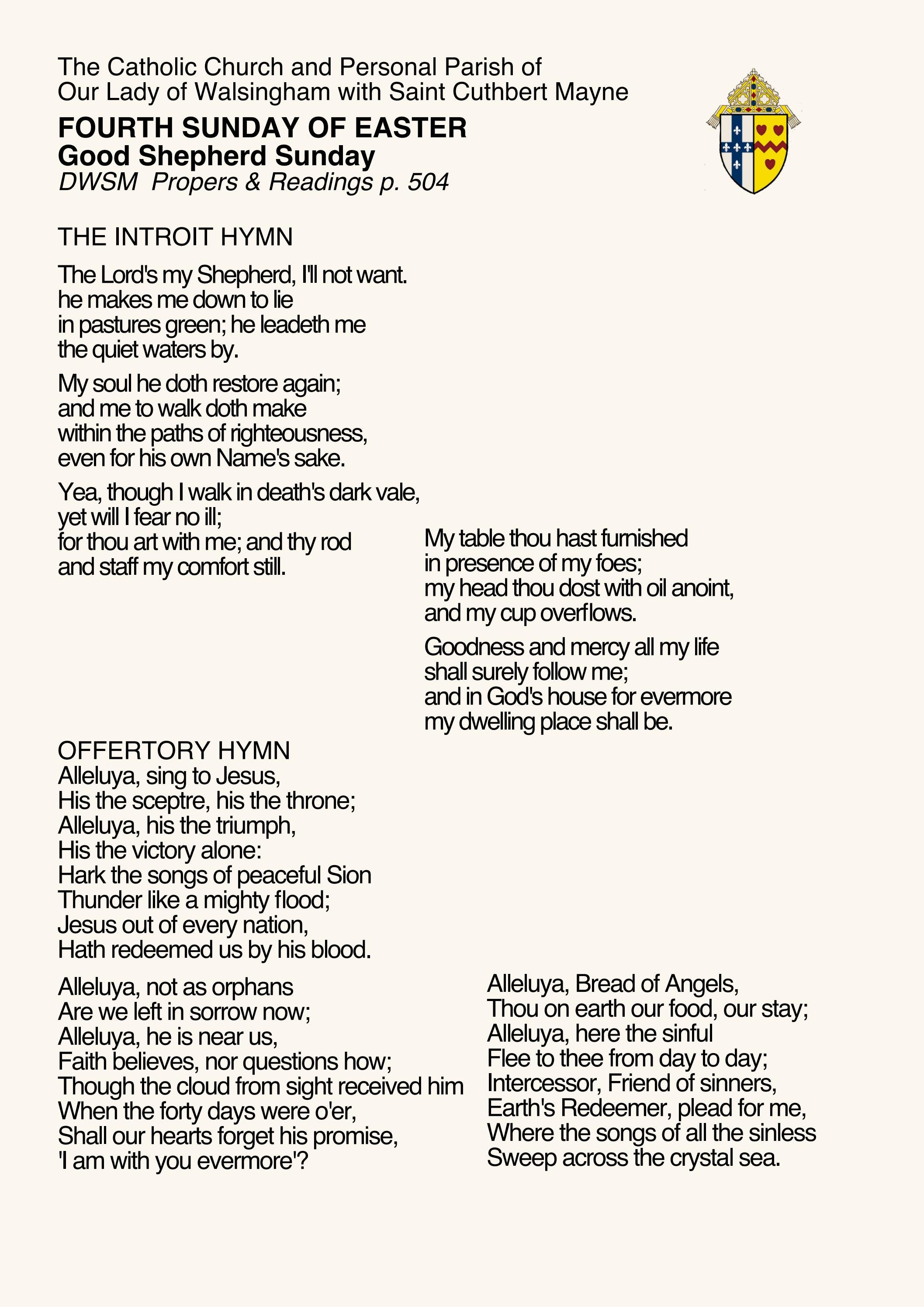 Hymn Sheet EASTER IV with Ordo by David Lashbrooke - Issuu