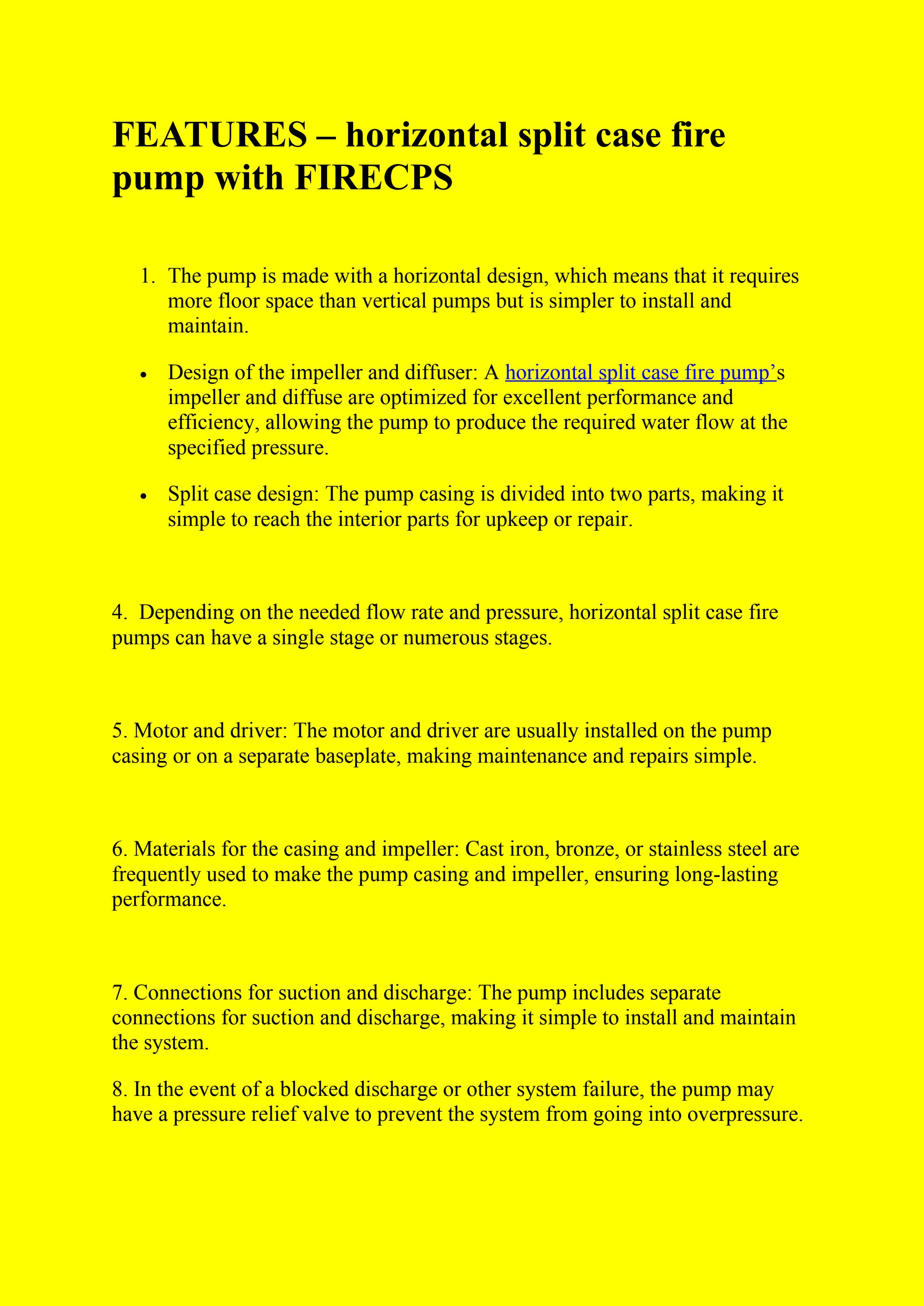 FEATURES - horizontal split case fire pump with FIRECPS by FIRECPS - Issuu