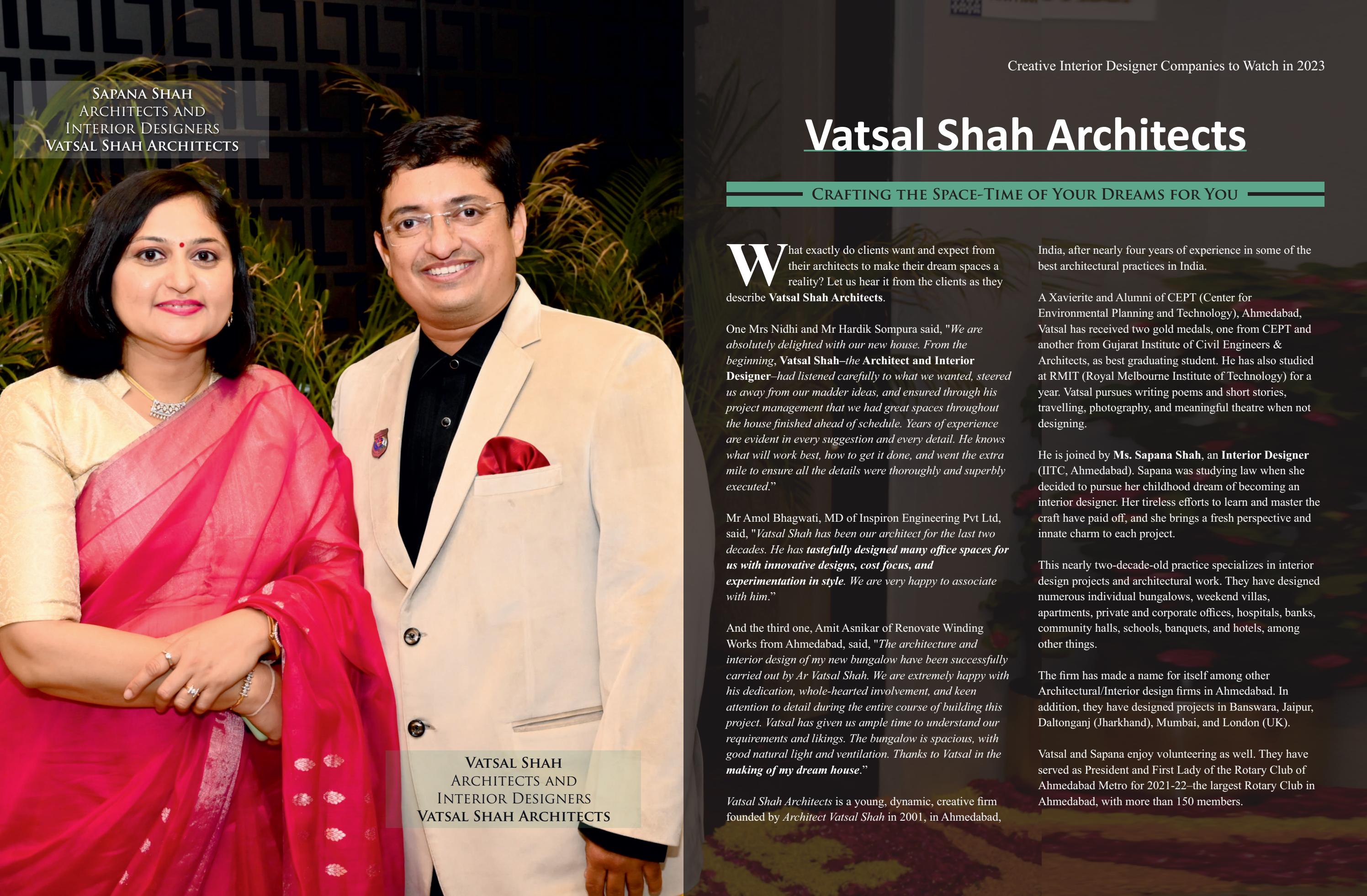 Vatsal Shah Architects featured in CIOLOOK India Magazine by Vatsal Shah - Issuu