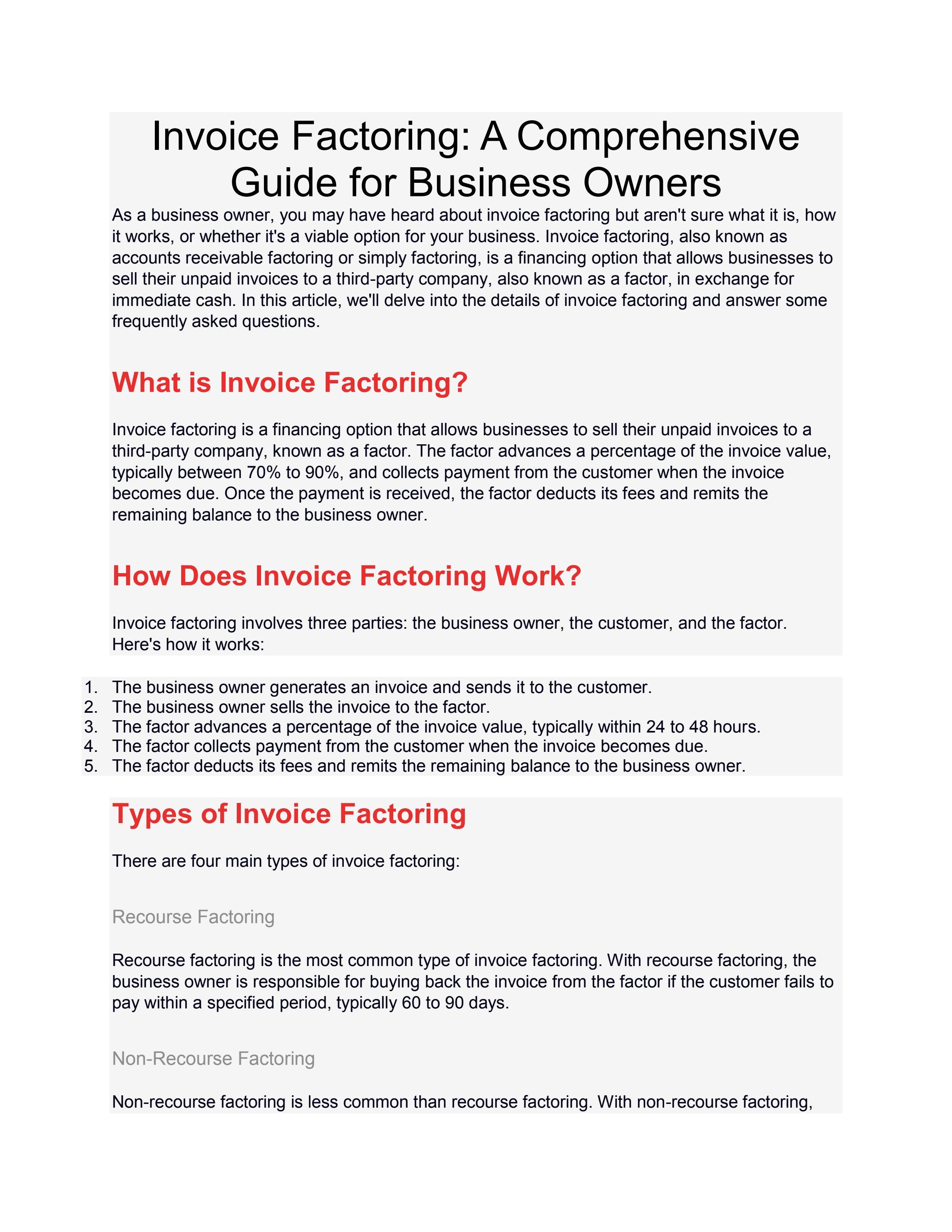 Invoice Factoring: A Comprehensive Guide for Business Owners by Osservi ...