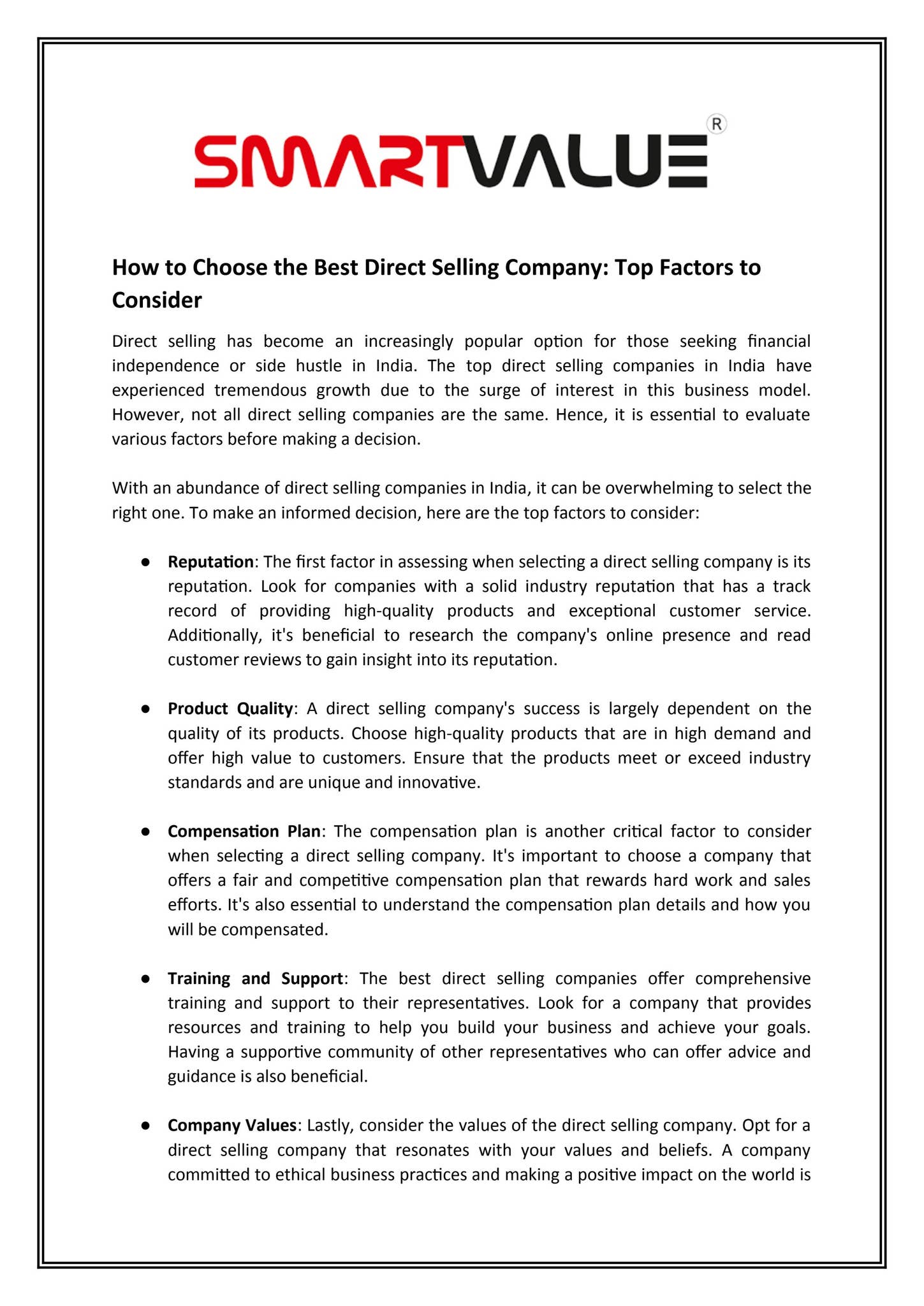 How to Choose the Best Direct Selling Company: Top Factors to Consider ...