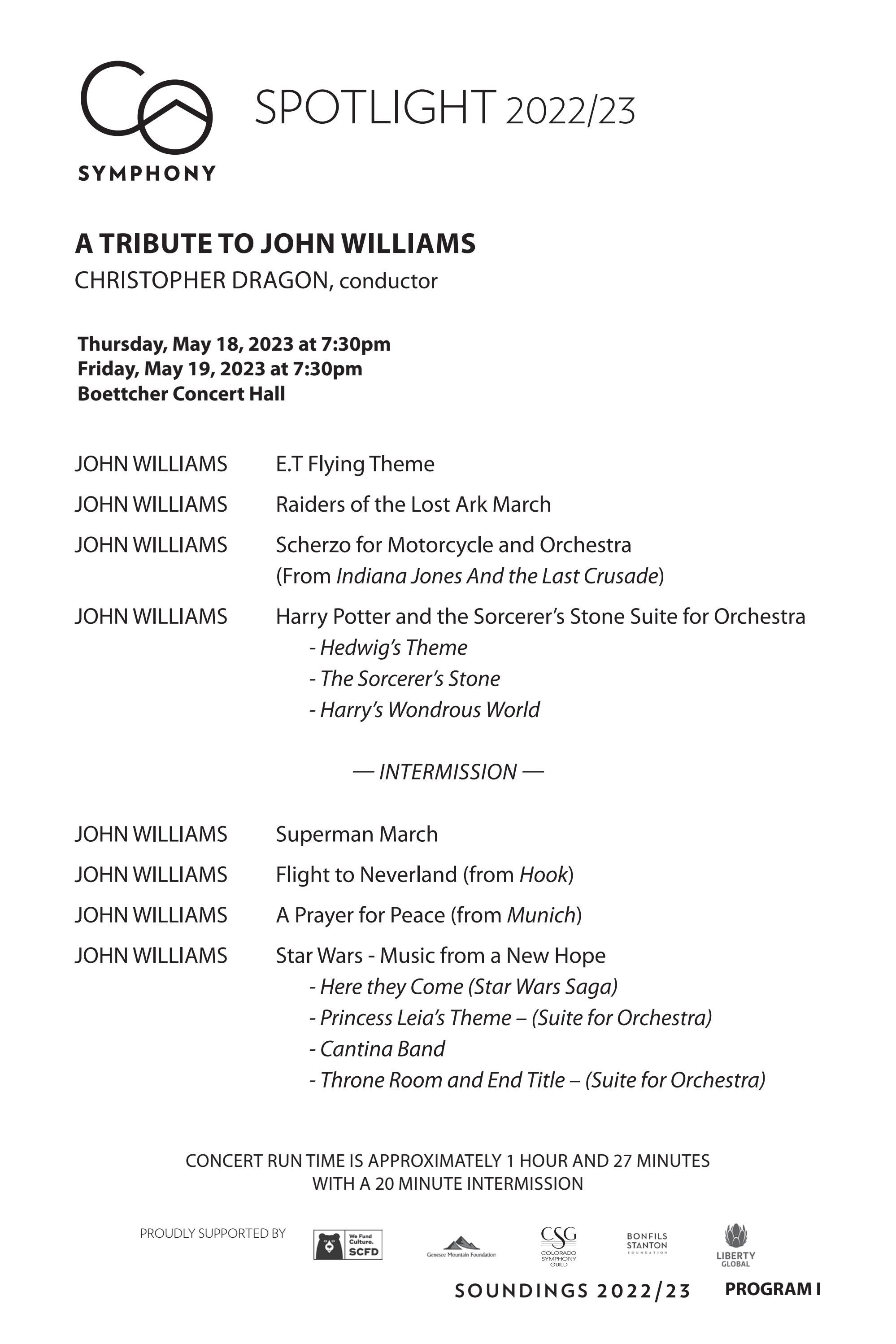 Program Notes: A Tribute to John Williams by Colorado Symphony - Issuu