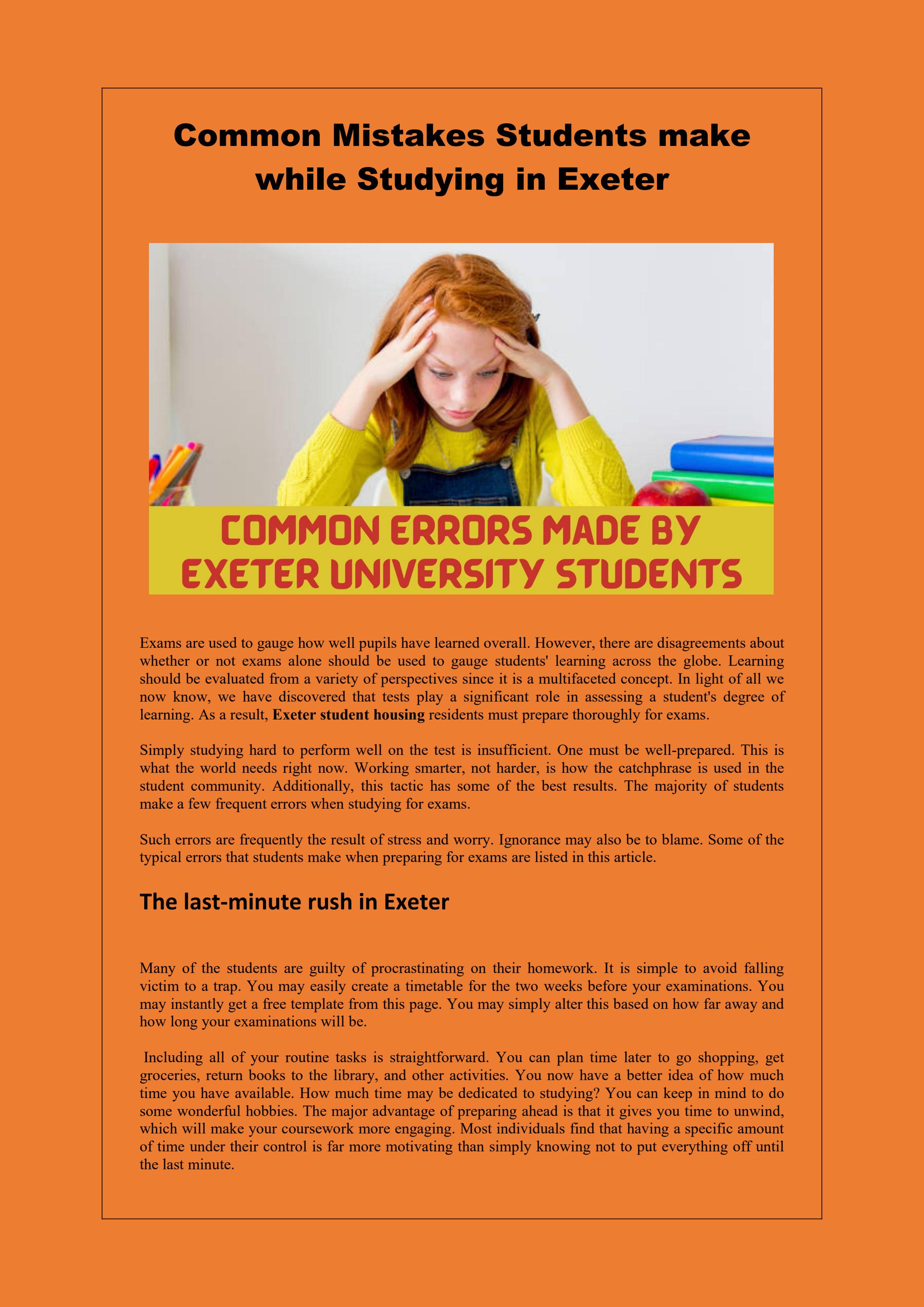 Common Mistakes Students make while Studying in Exeter by Priya Tessa ...