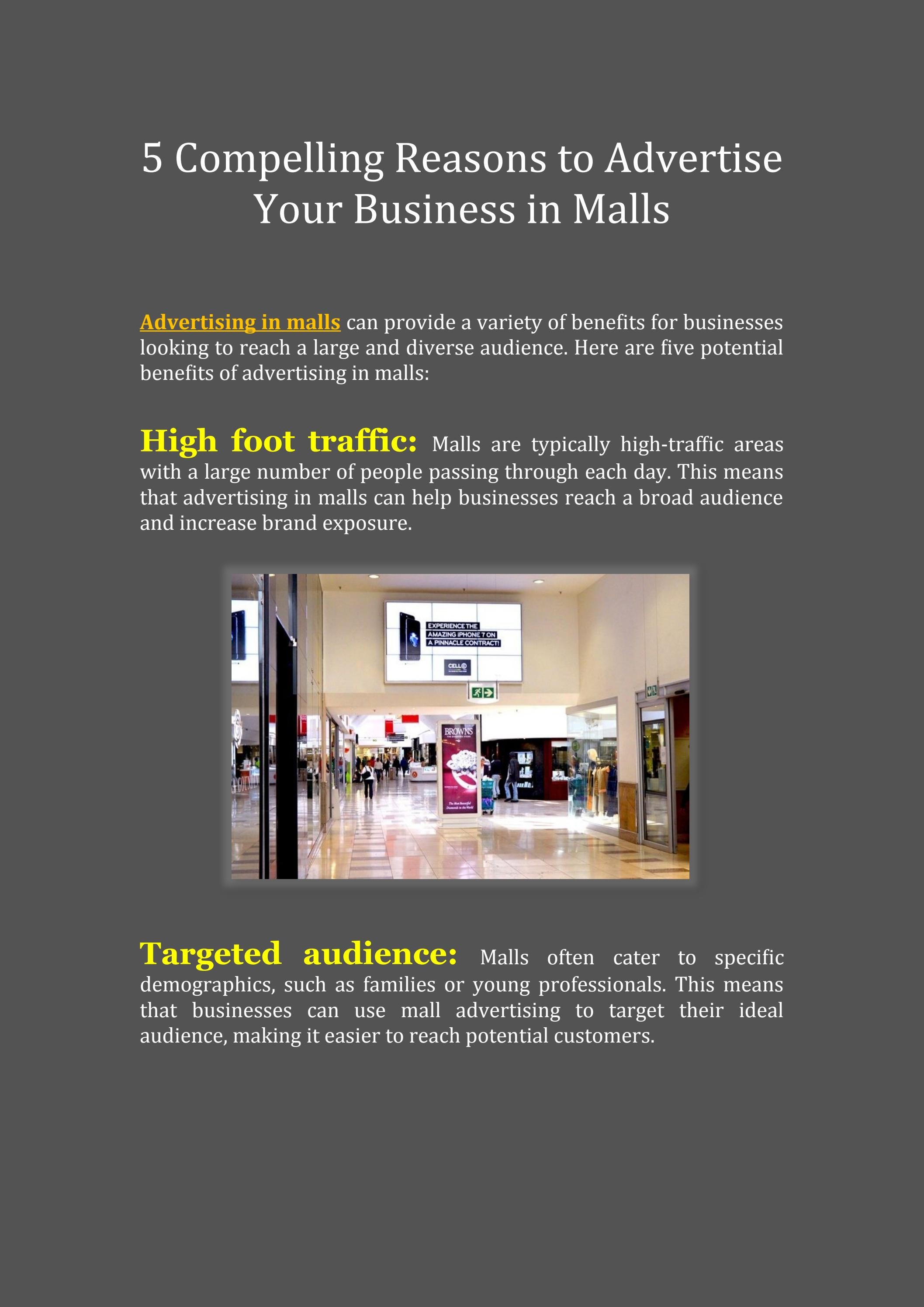 Advertising In Mall - Excellent Publicity by Excellent Publicity - Issuu