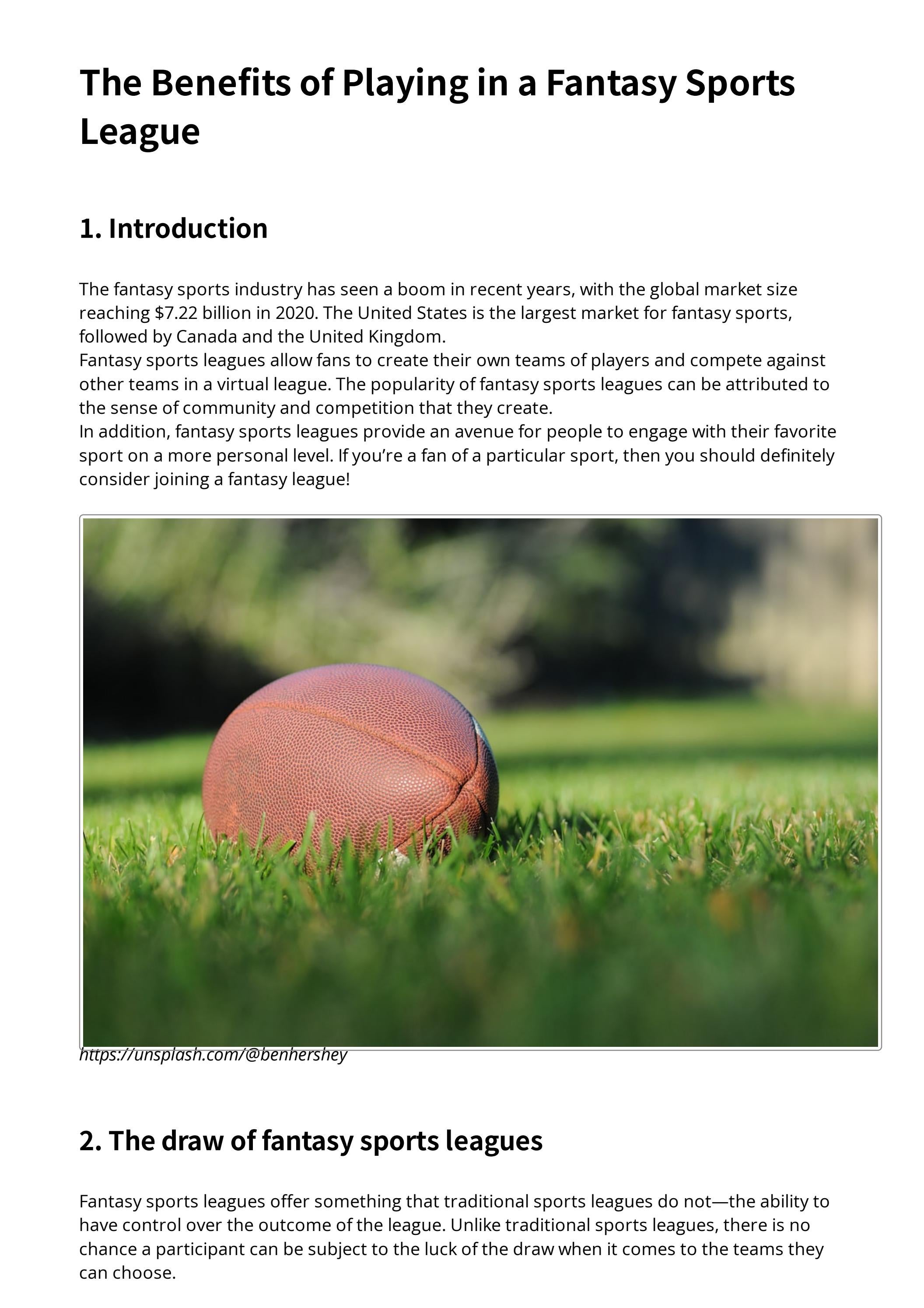 The Benefits of Playing in a Fantasy Sports League by Piyush kunwar - Issuu