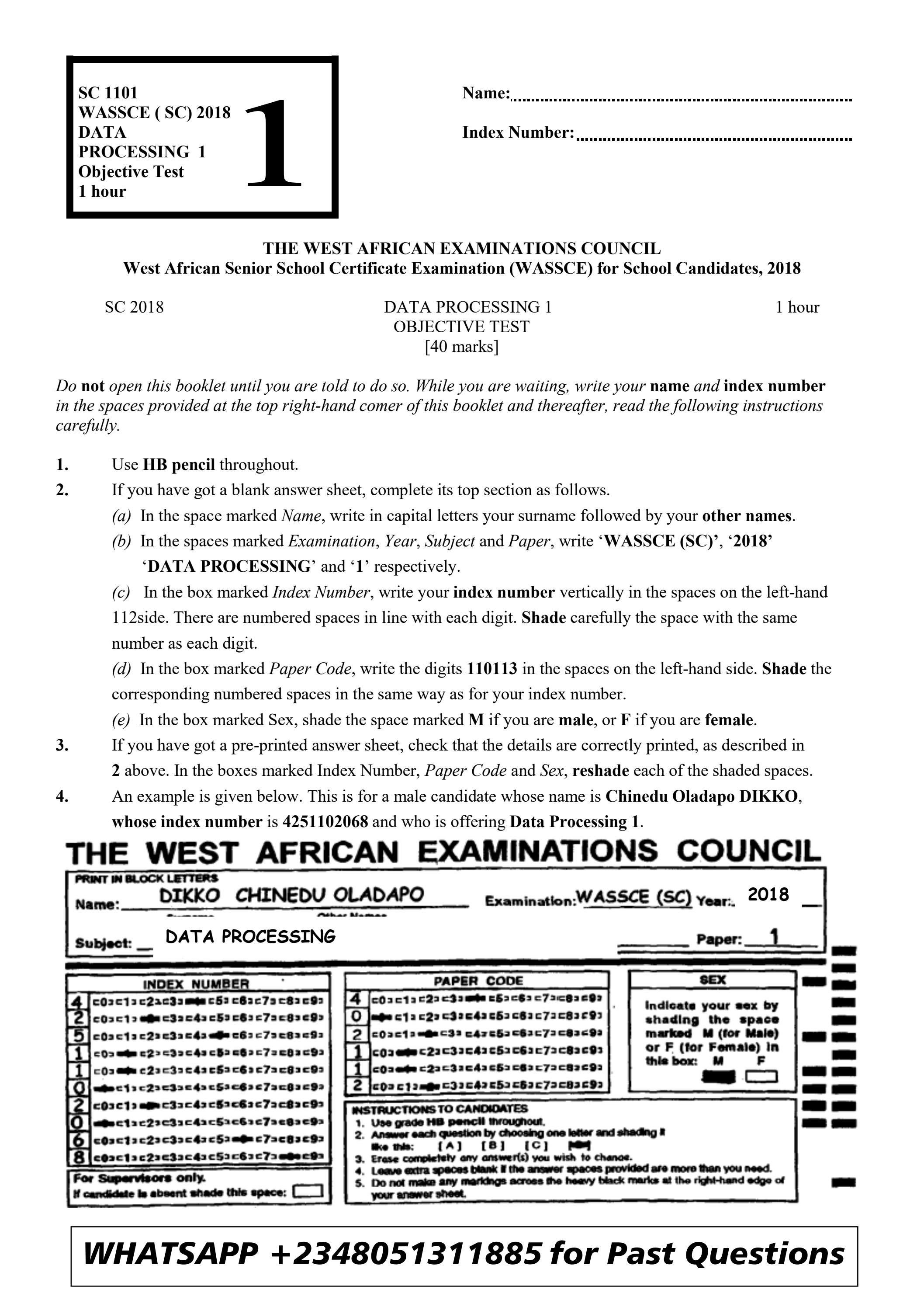 WAEC Data Processing Practical Past Questions By Charles Godwin Issuu