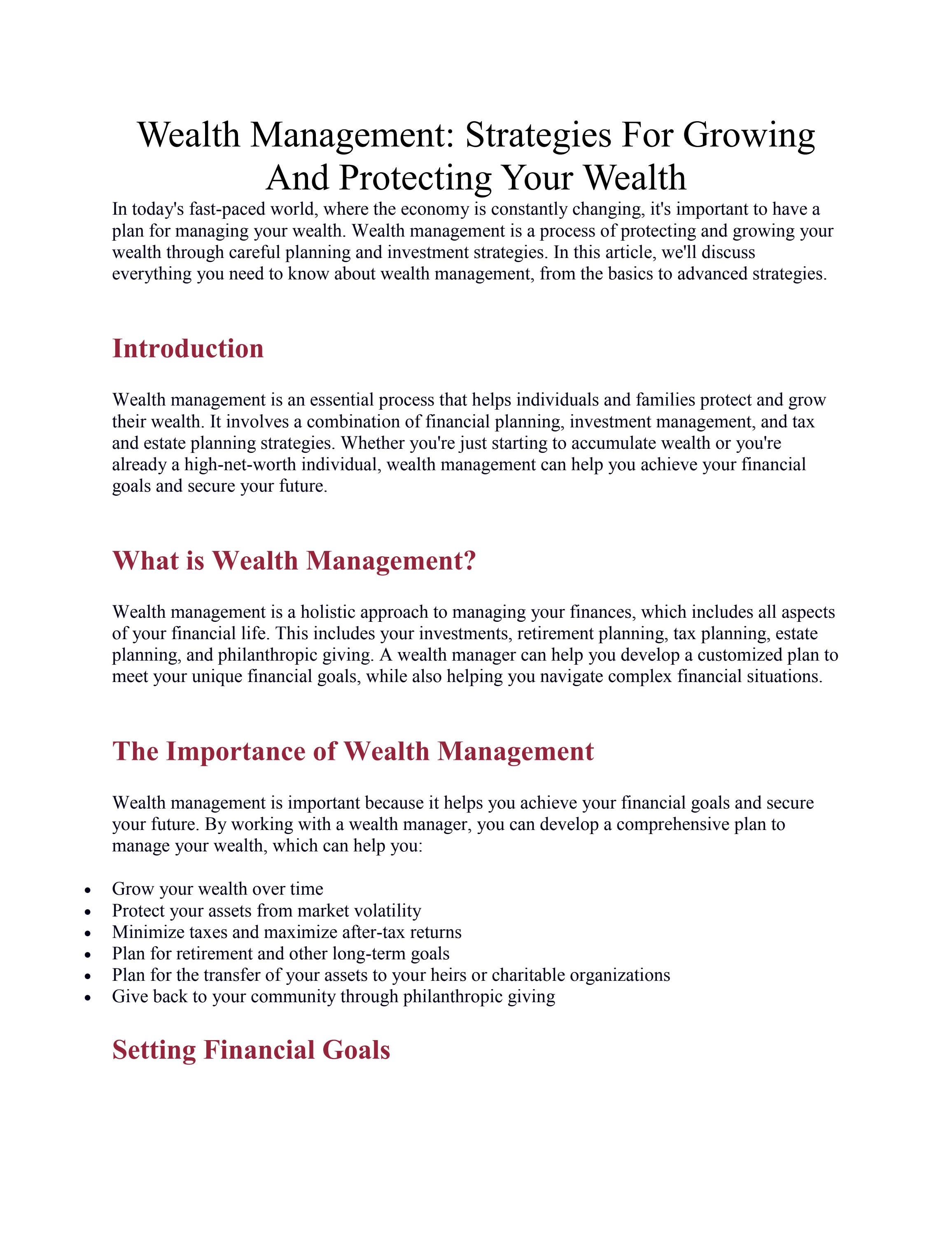 Wealth Management: Strategies For Growing And Protecting Your Wealth by ...