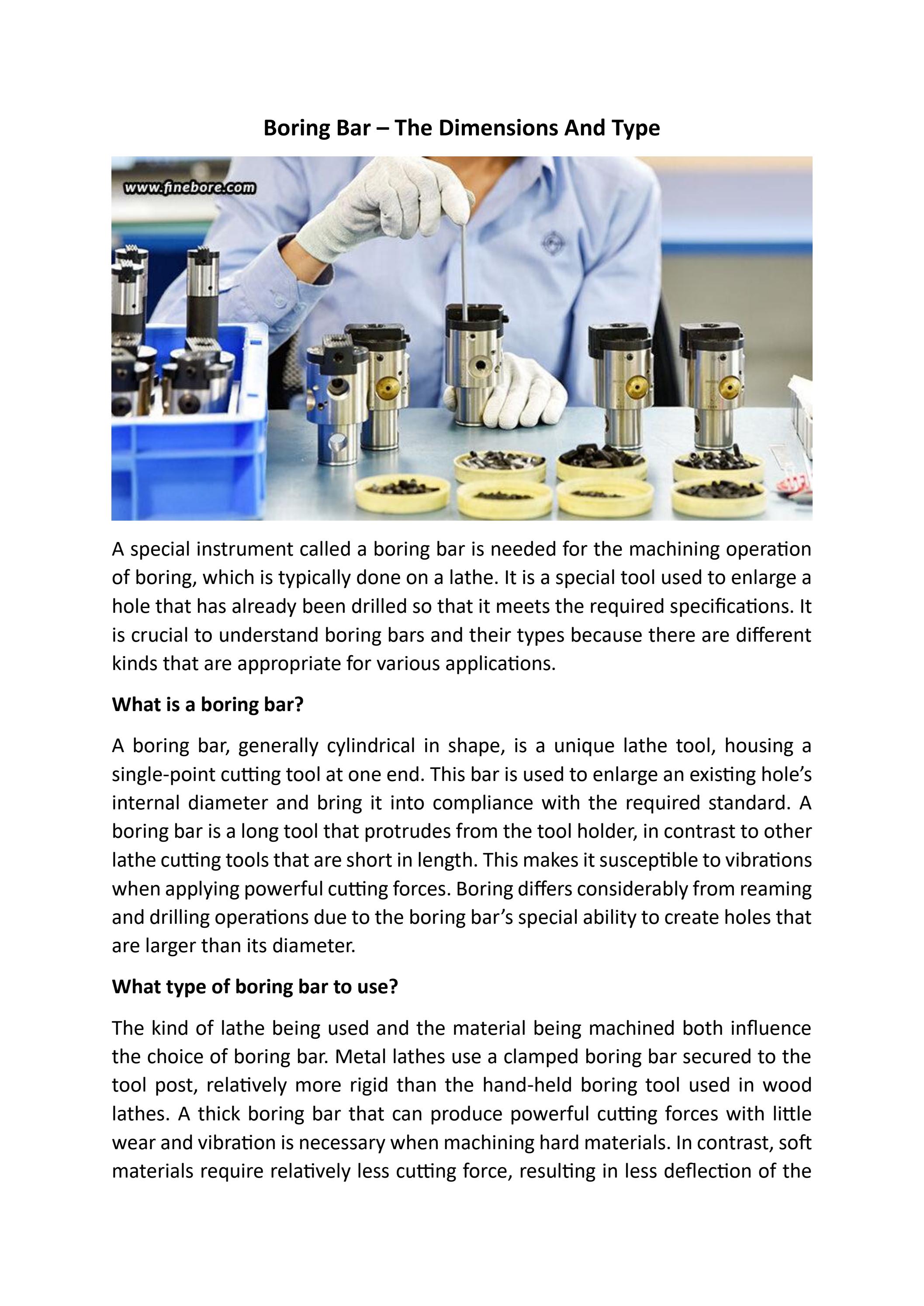 Boring Bar – The Dimensions And Type by finetechtoolings - Issuu