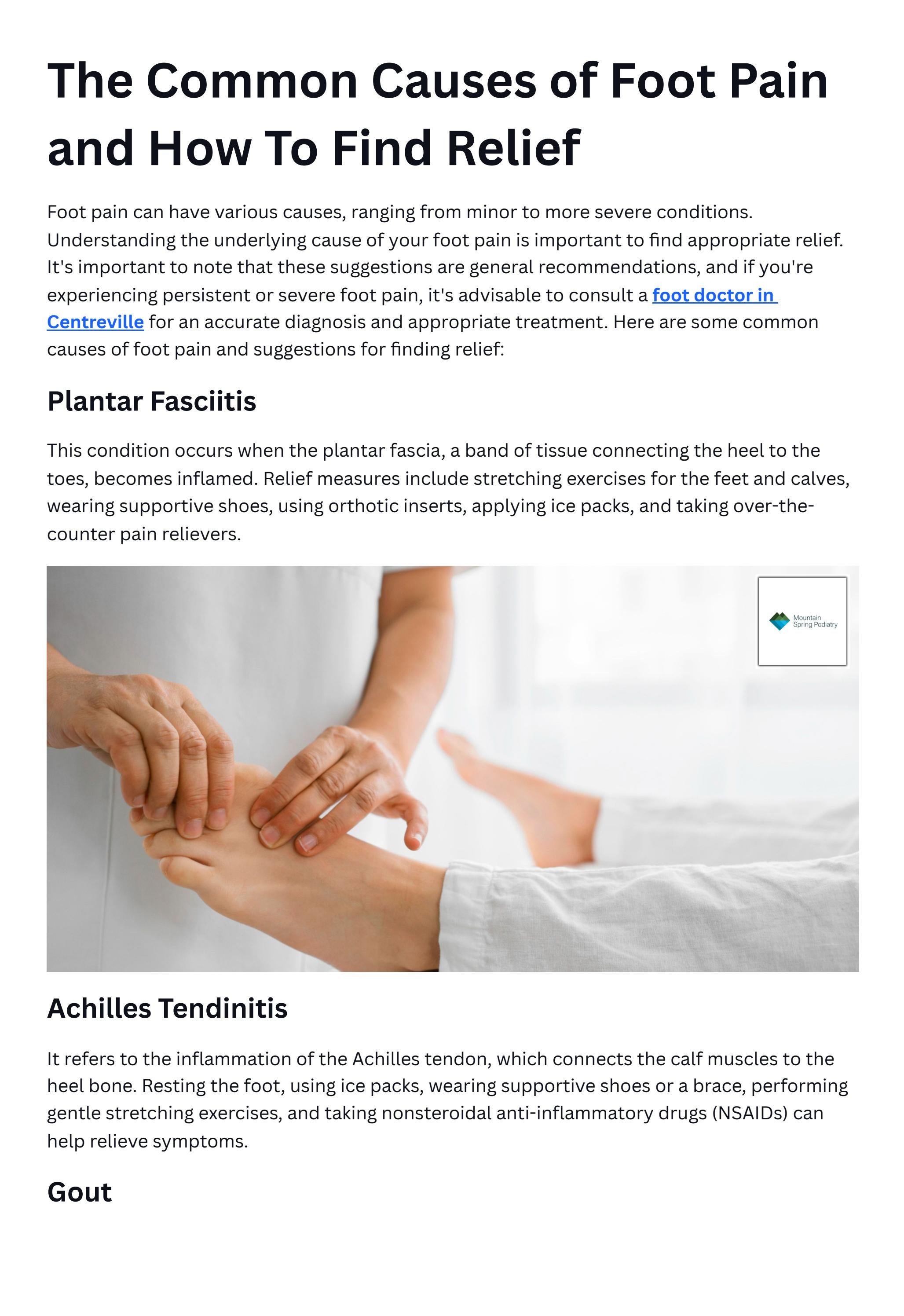The Common Causes of Foot Pain and How To Find Relief by Mountain ...