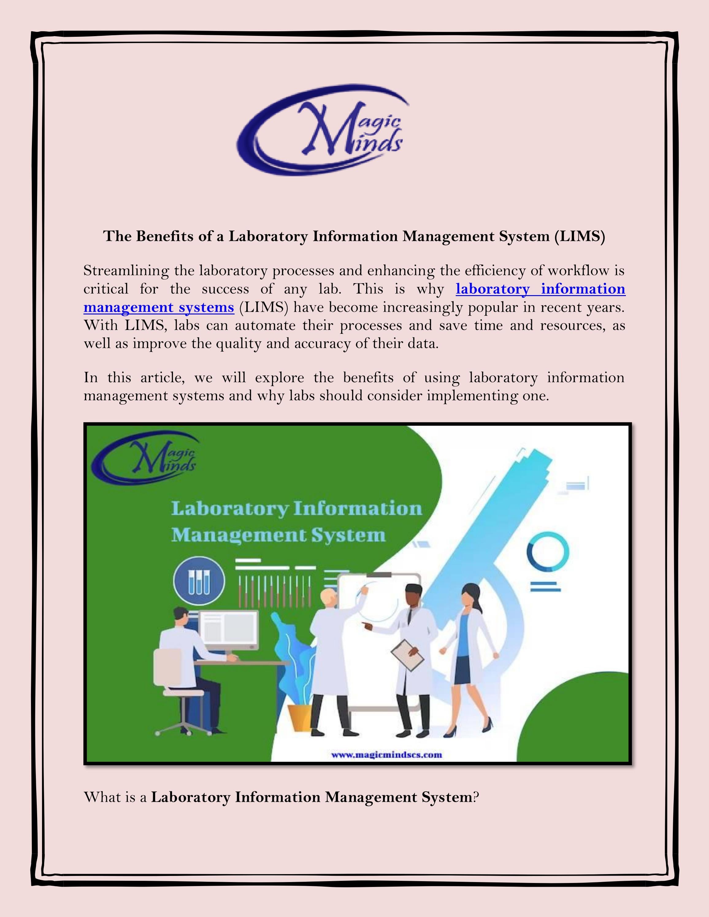The Benefits Of A Laboratory Information Management System LIMS By