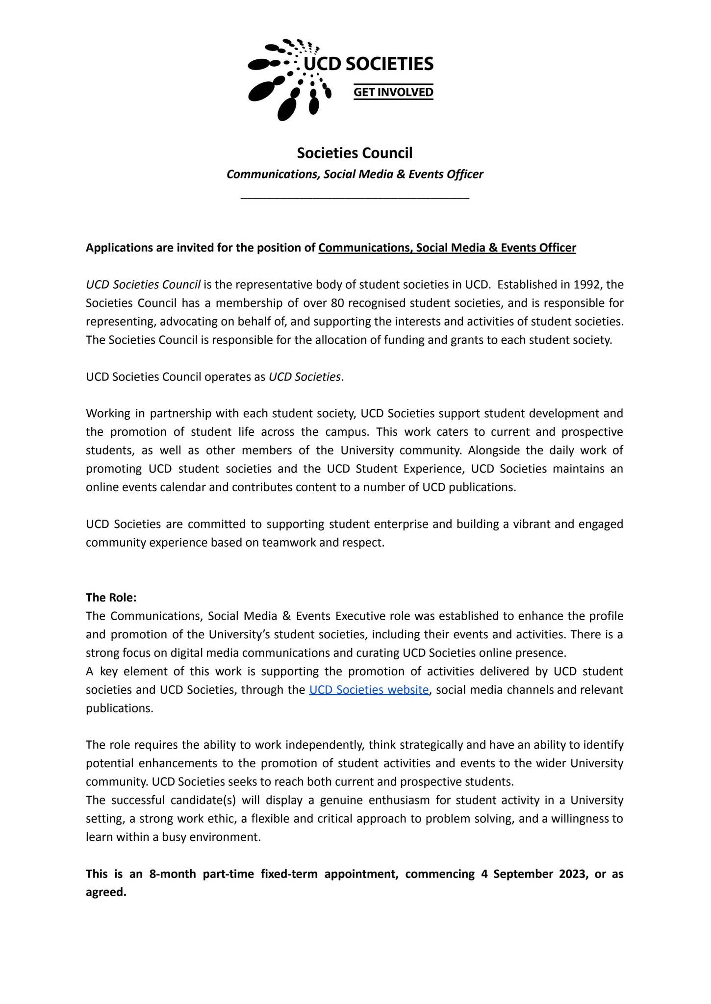 Communications Application (UCD Societies Council) 2023 by UCD ...