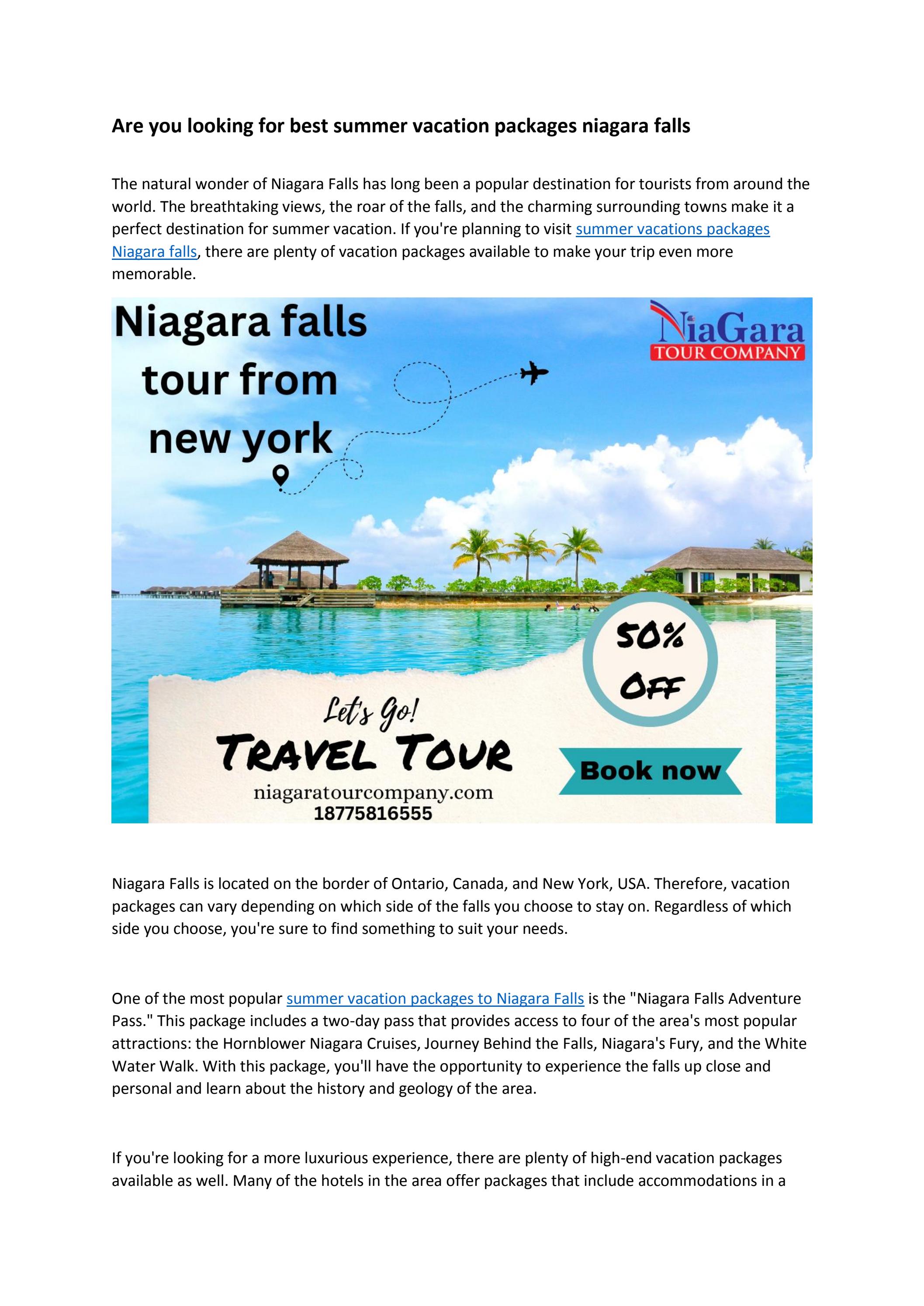 summer vacation packages niagara falls by Niagratour11 - Issuu
