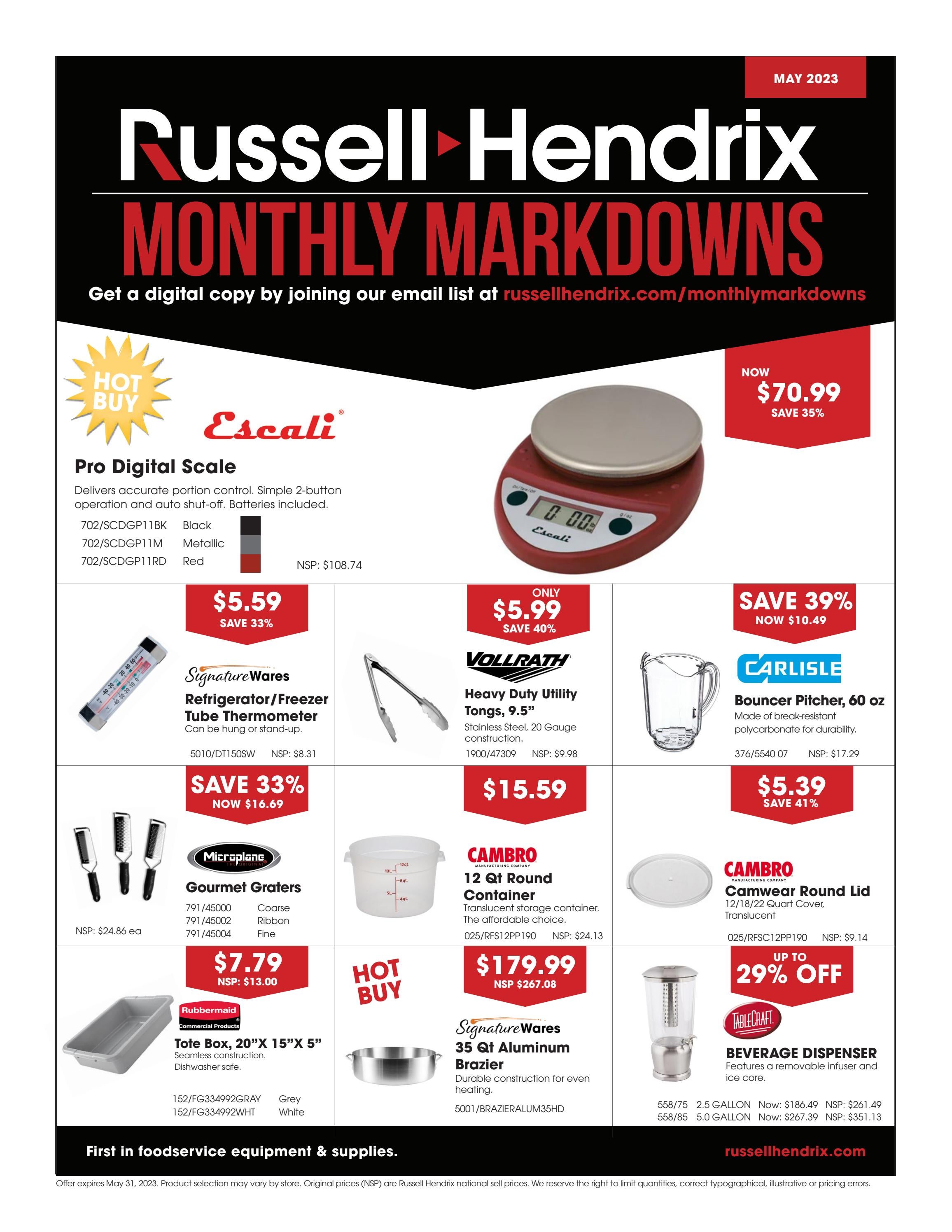 Monthly Markdowns - May 2023 by Russell Hendrix Foodservice Equipment ...