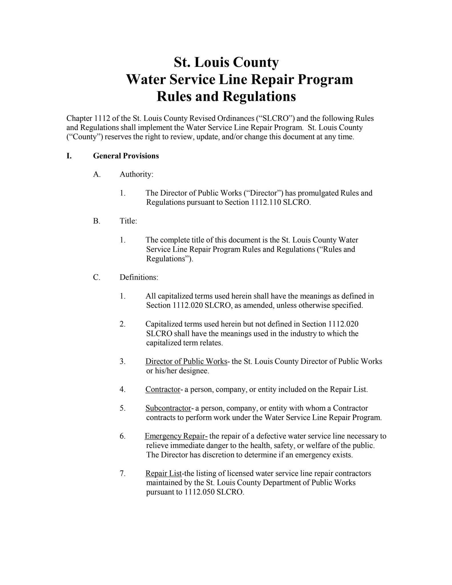 Water Service Line Repair Rules and Regulations by STLCOGOV - Issuu