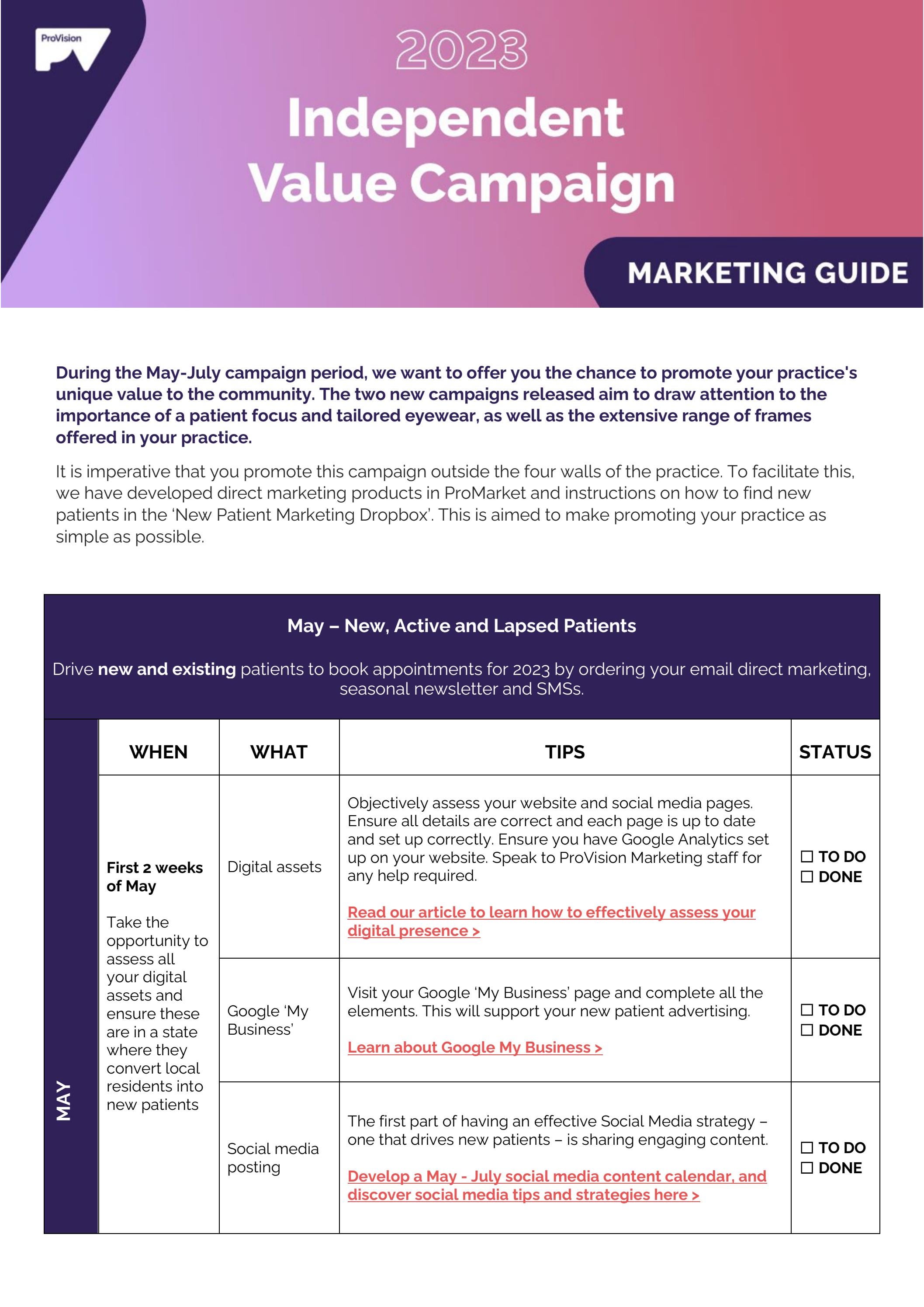 Marketing Guide - Independent Value Campaign 2023 by ProVision - Issuu