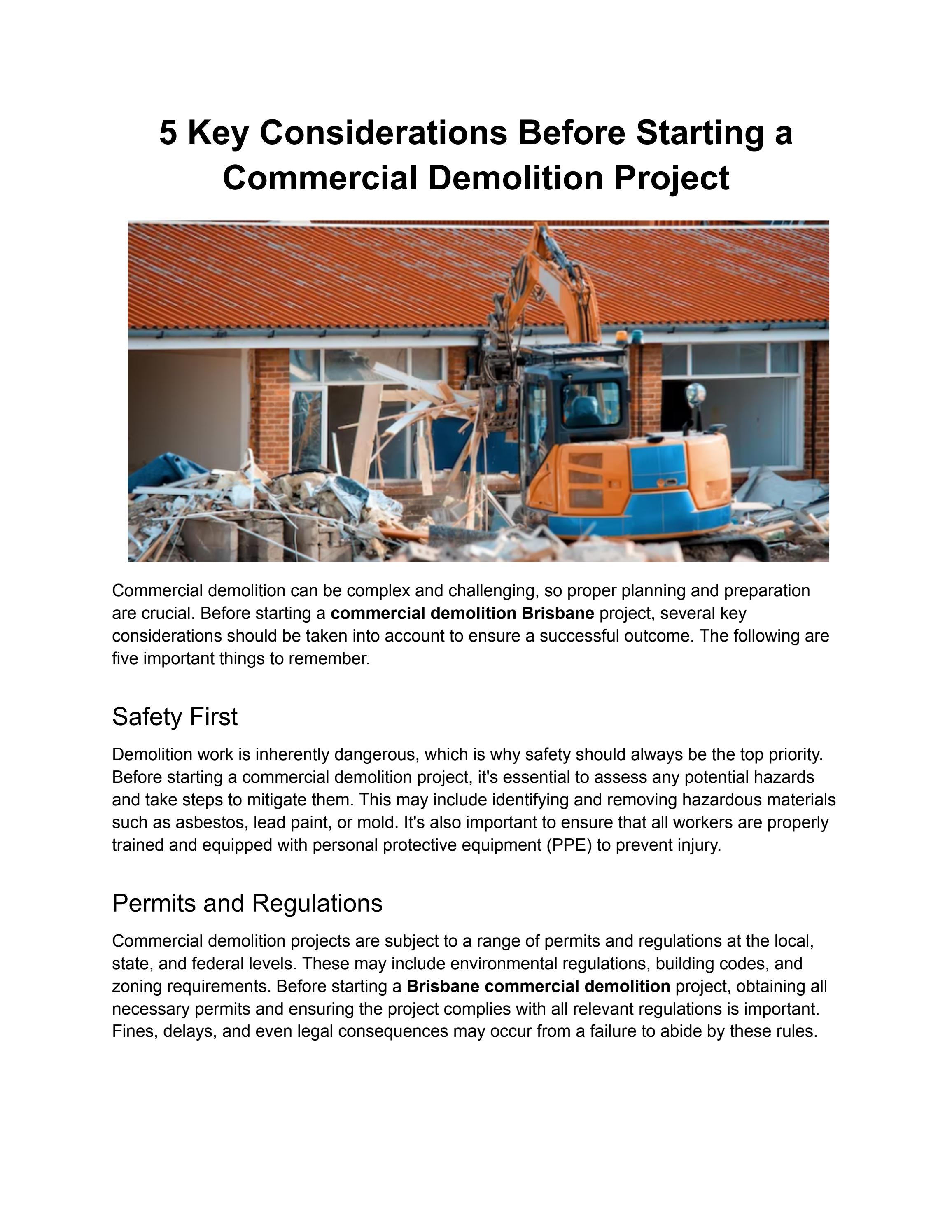 Key Considerations Before Starting Commercial Demolition by Decon ...