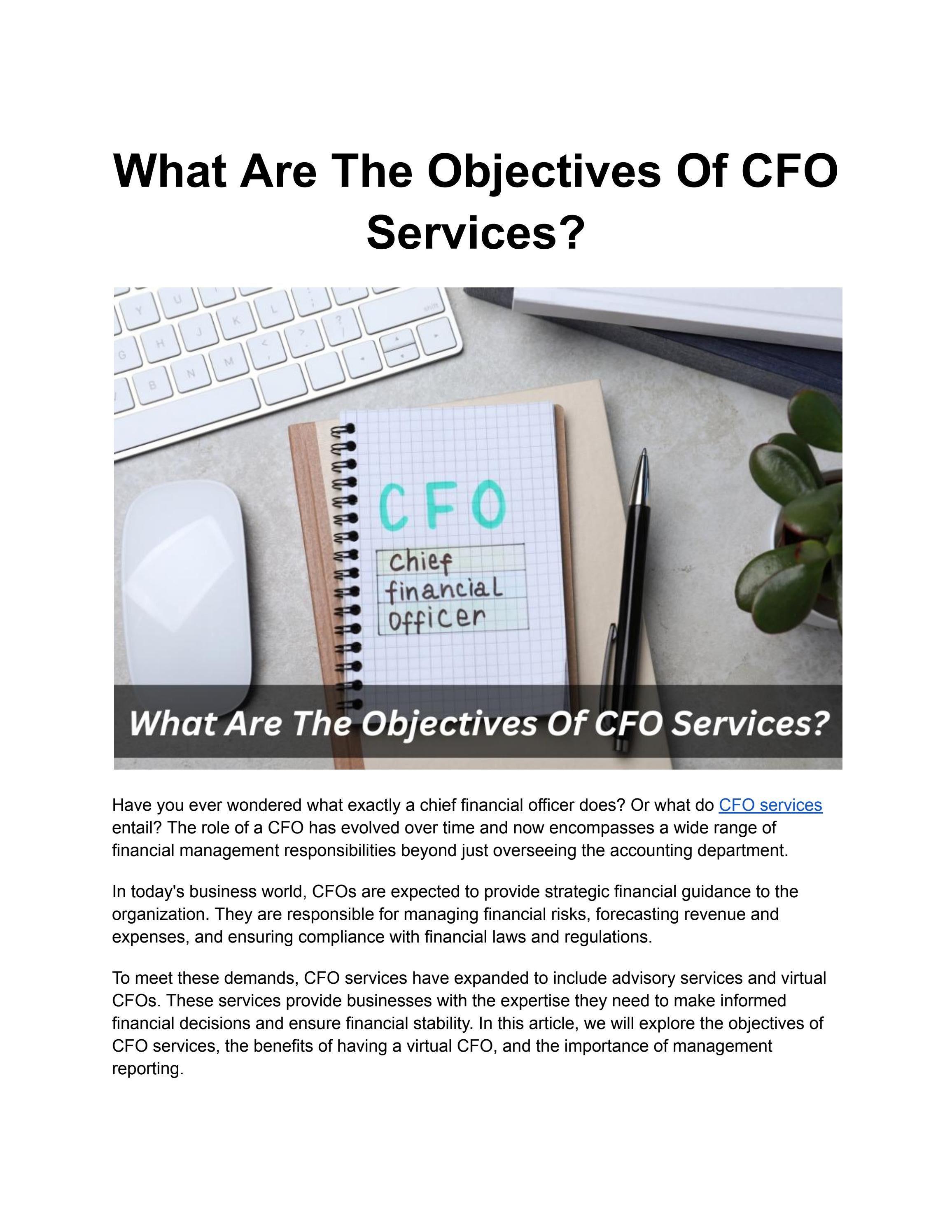 What Are The Objectives Of CFO Services? by Charlotte Loin - Issuu