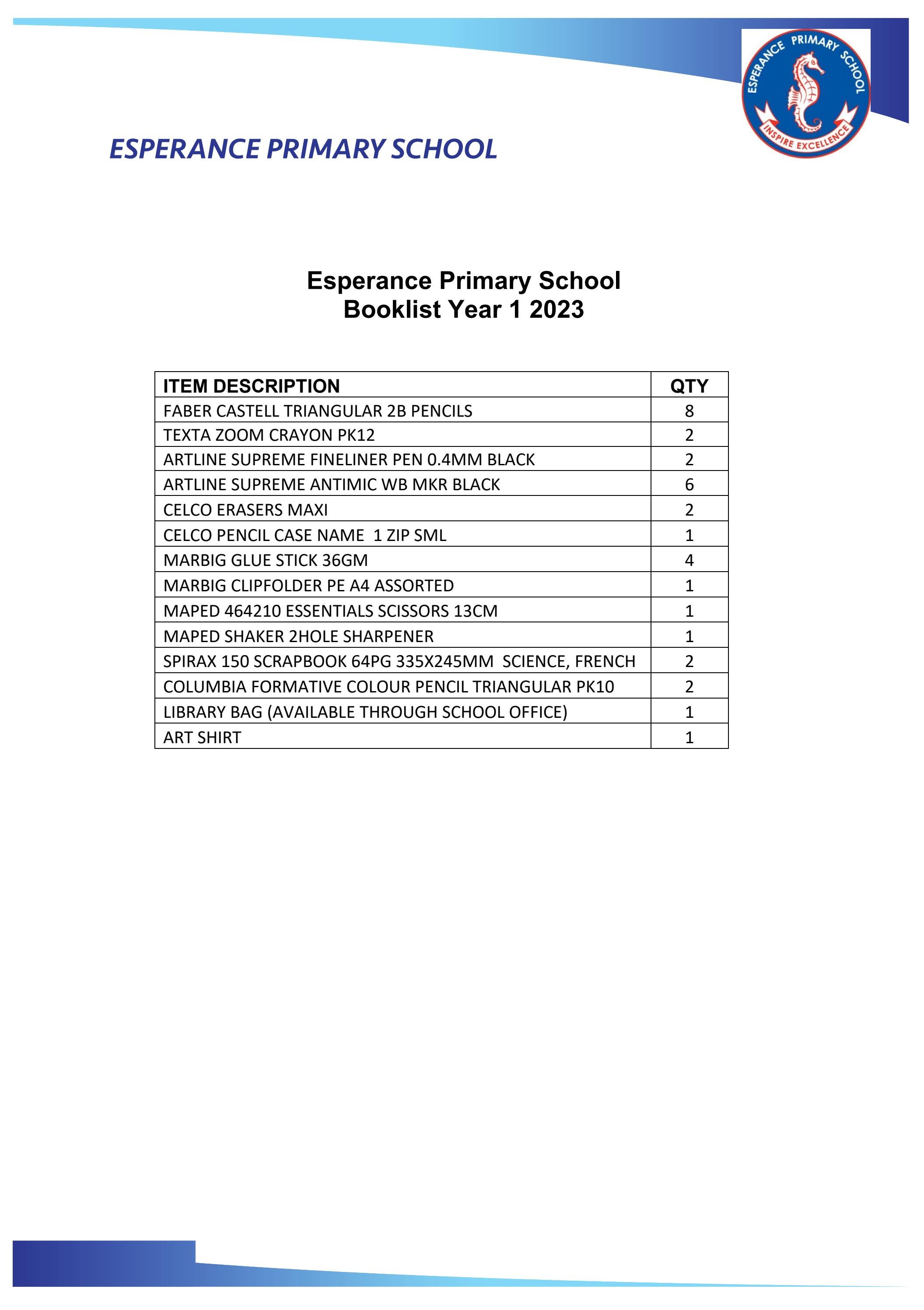 2023 Year 1 Booklist by esperance.primary.school - Issuu