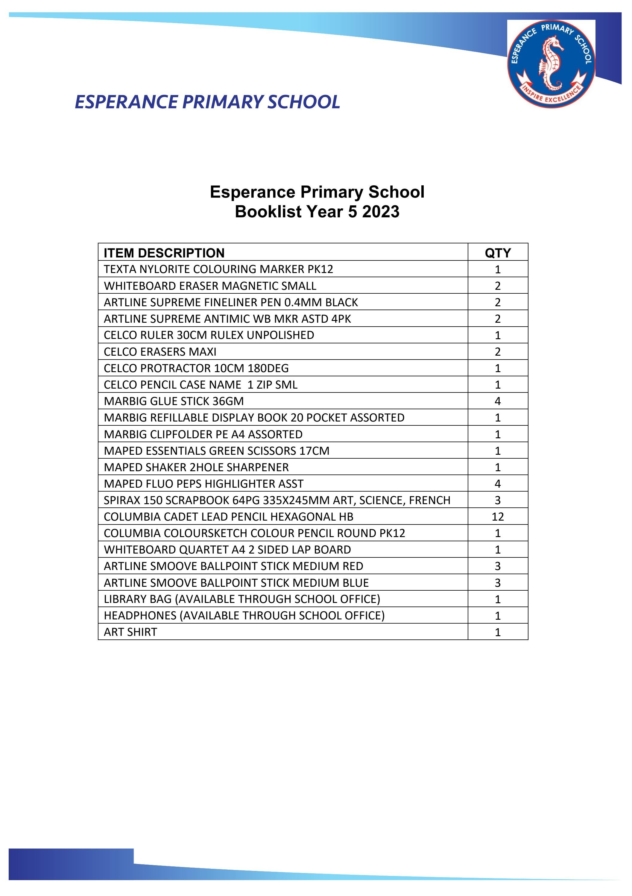 2023 Year 5 Booklist by esperance.primary.school - Issuu