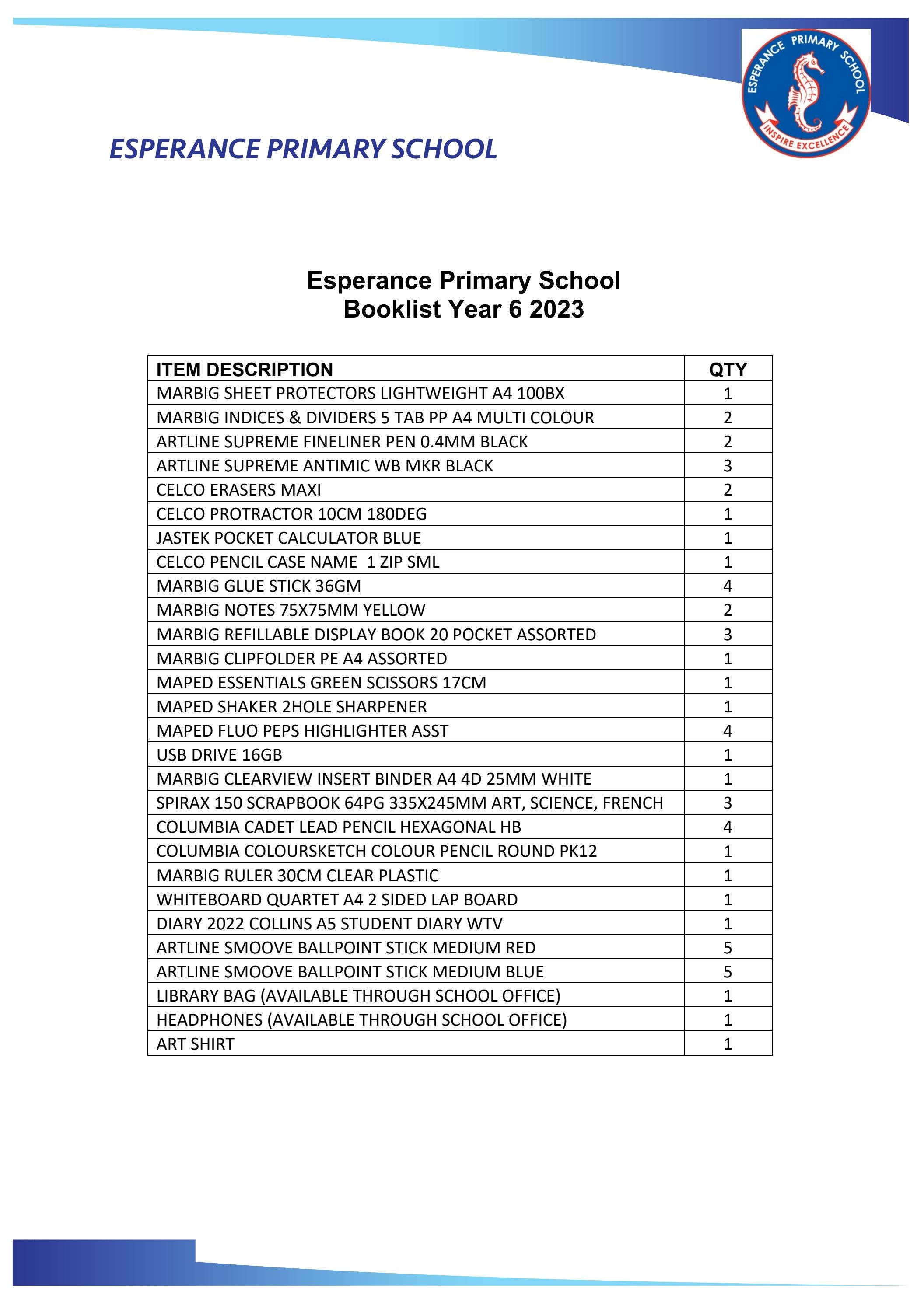 2023 Year 6 Booklist by esperance.primary.school - Issuu
