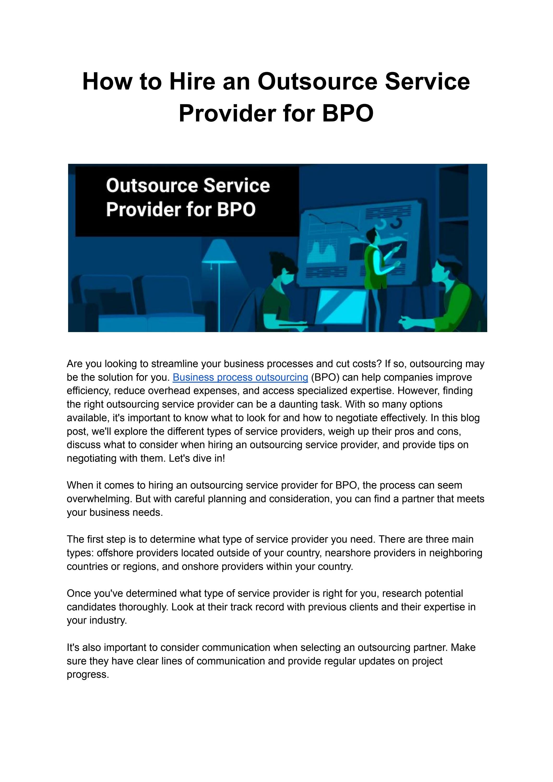 How to Hire an Outsource Service Provider for BPO by jindalx - Issuu