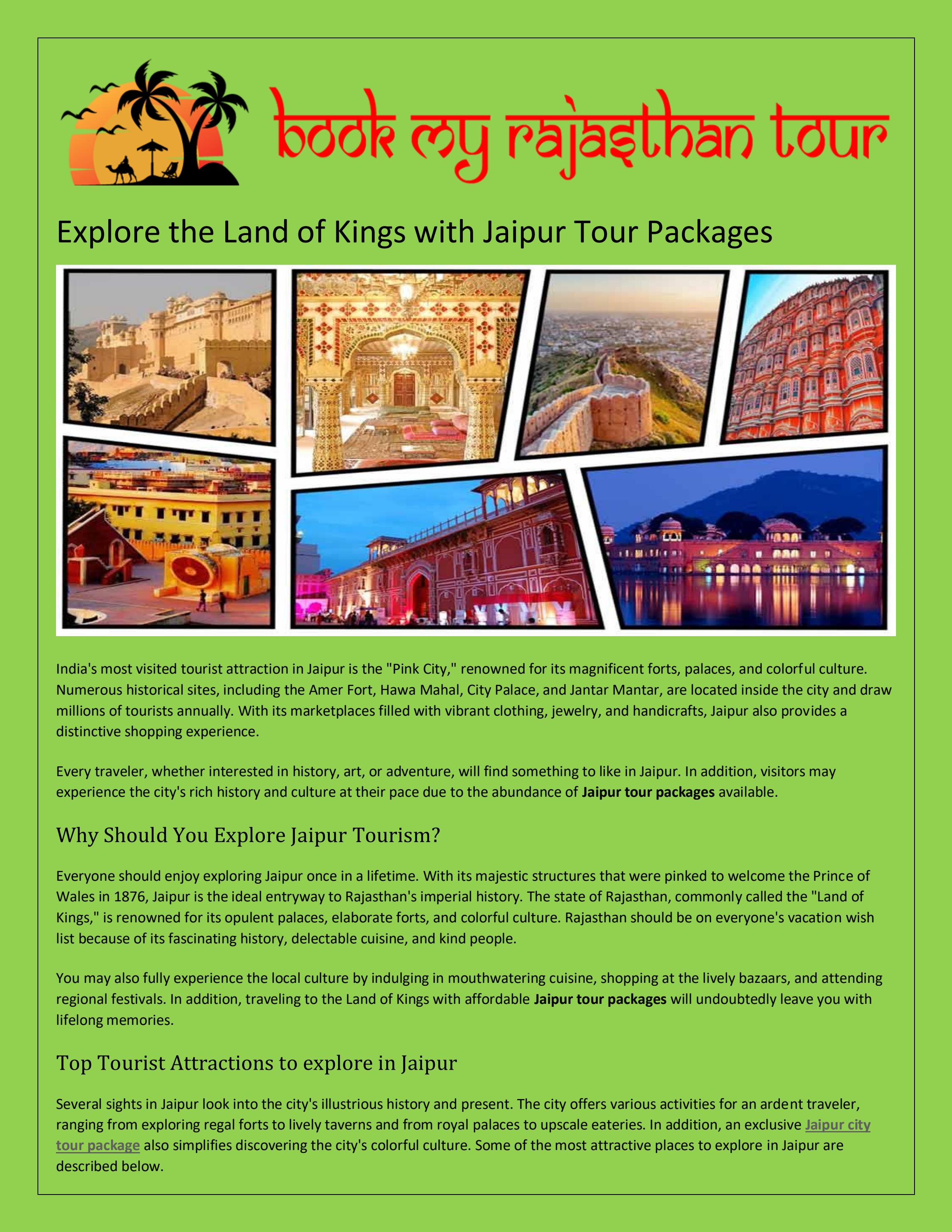 Explore the Land of Kings with Jaipur Tour Packages by ...