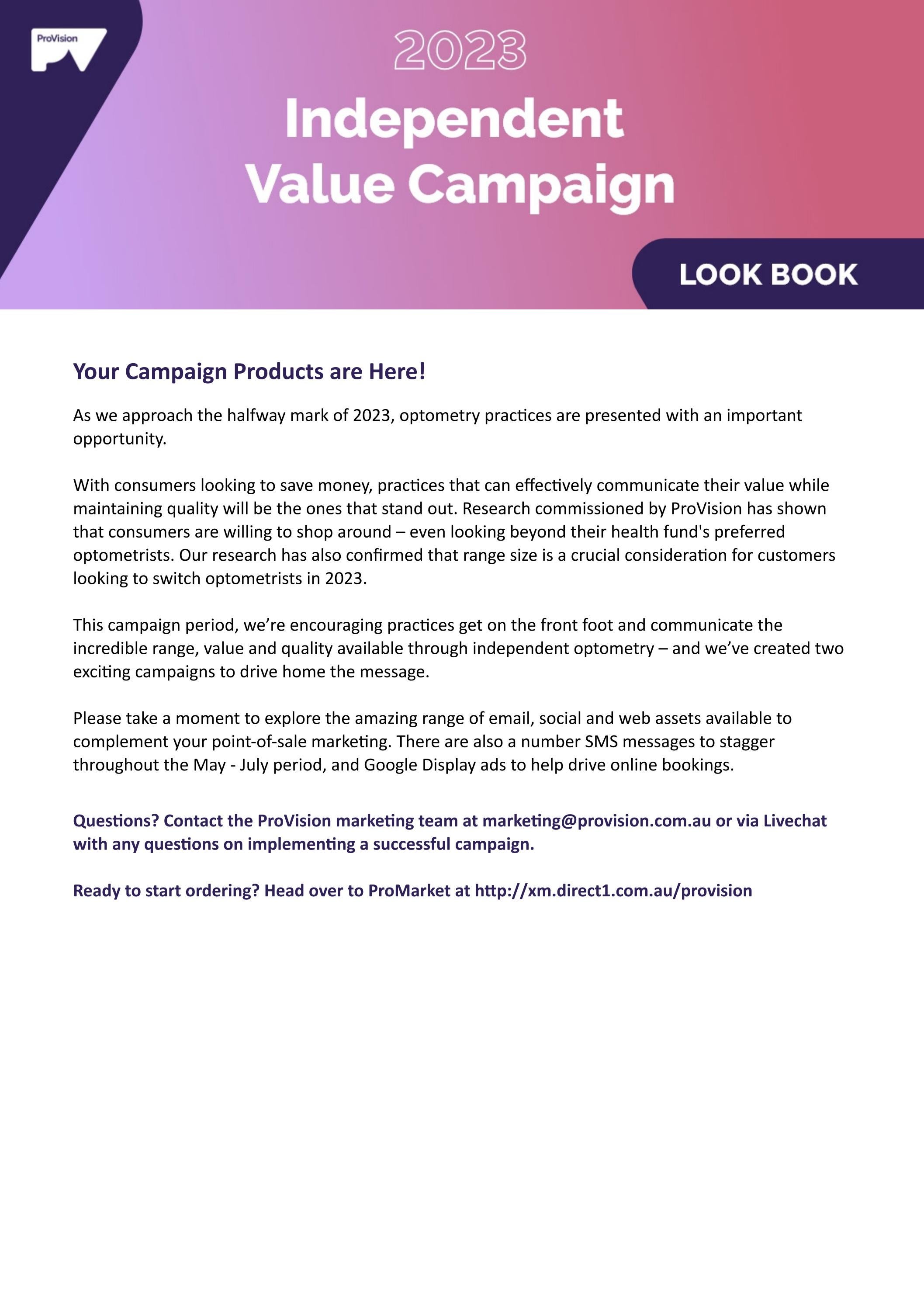 2023 Independent Value Campaign Lookbook by ProVision - Issuu
