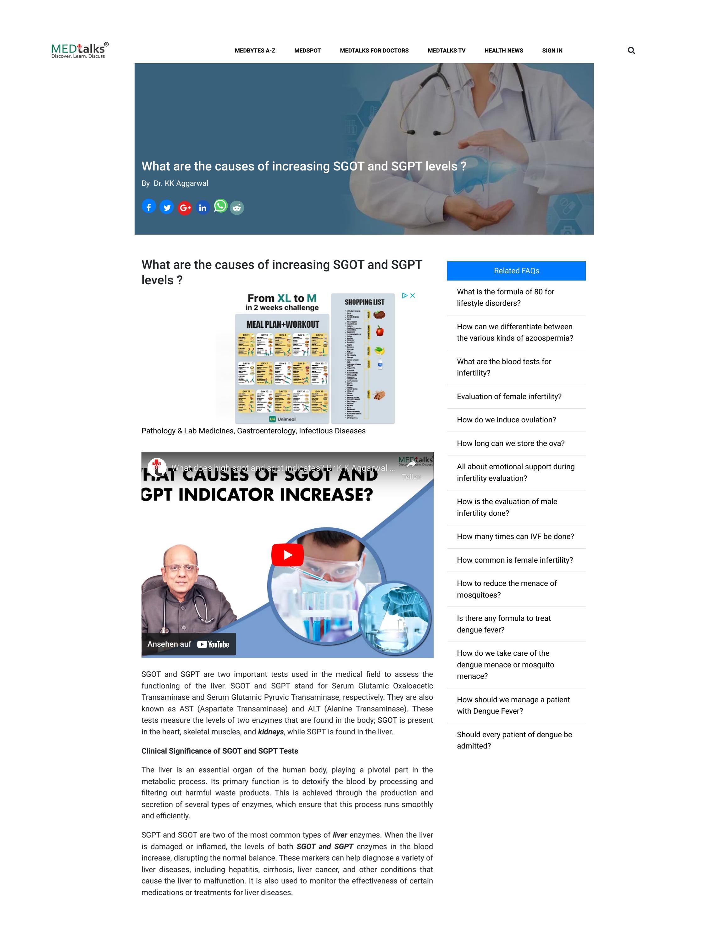 What are the causes of increasing SGOT and SGPT levels ? by medtalks ...