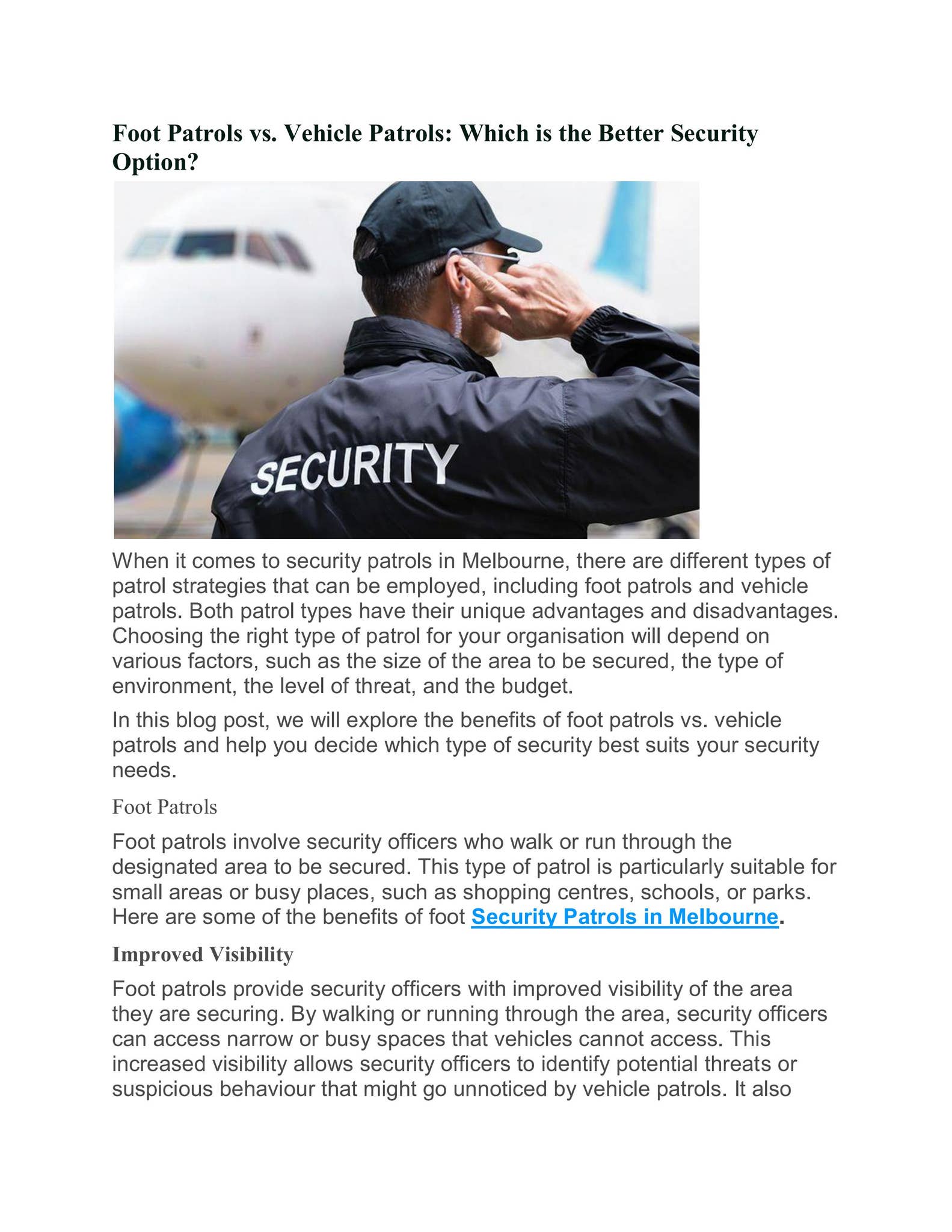 Foot Patrols vs. Vehicle Patrols: Which is the Better Security Option ...