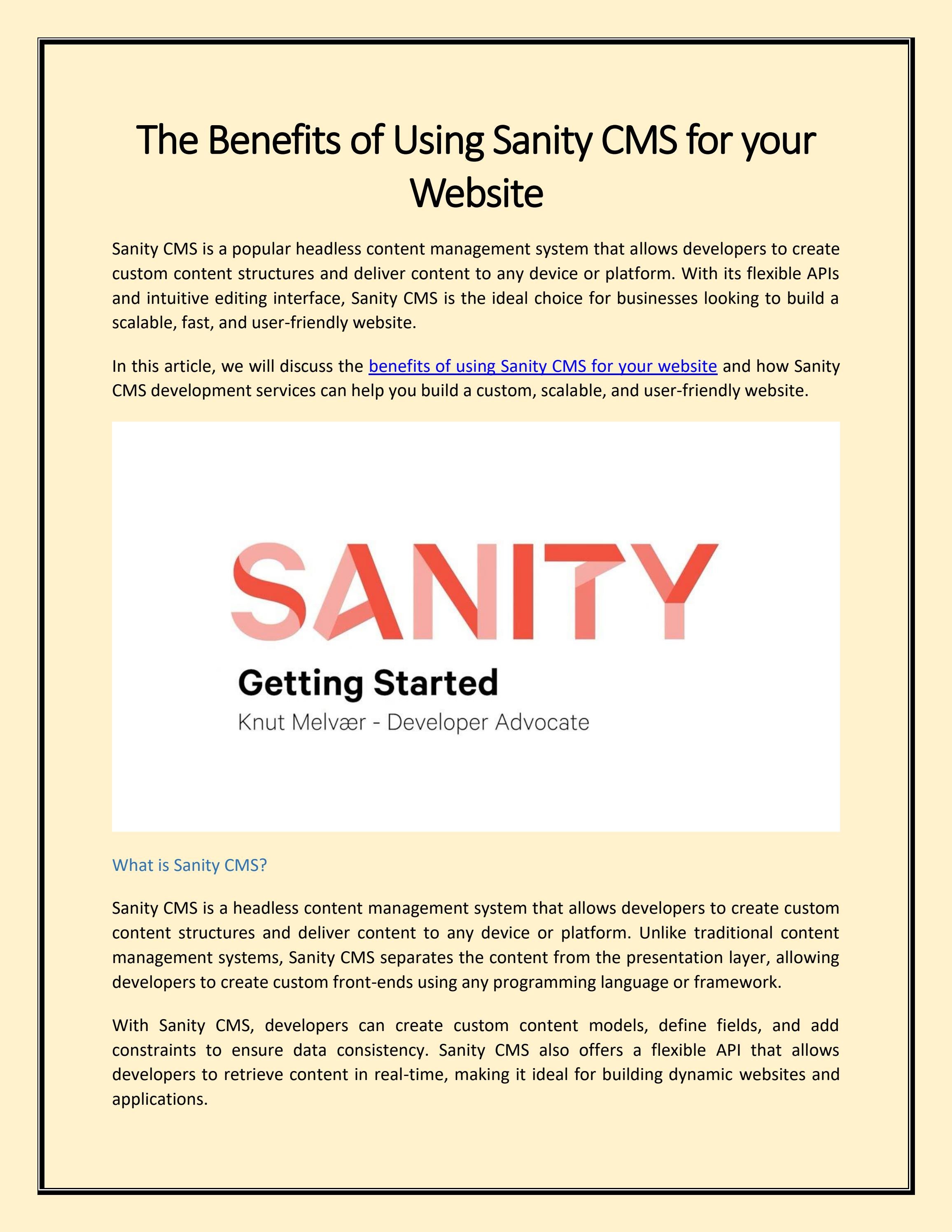 The Benefits of Using Sanity CMS for your Website by liberalartsmafias ...