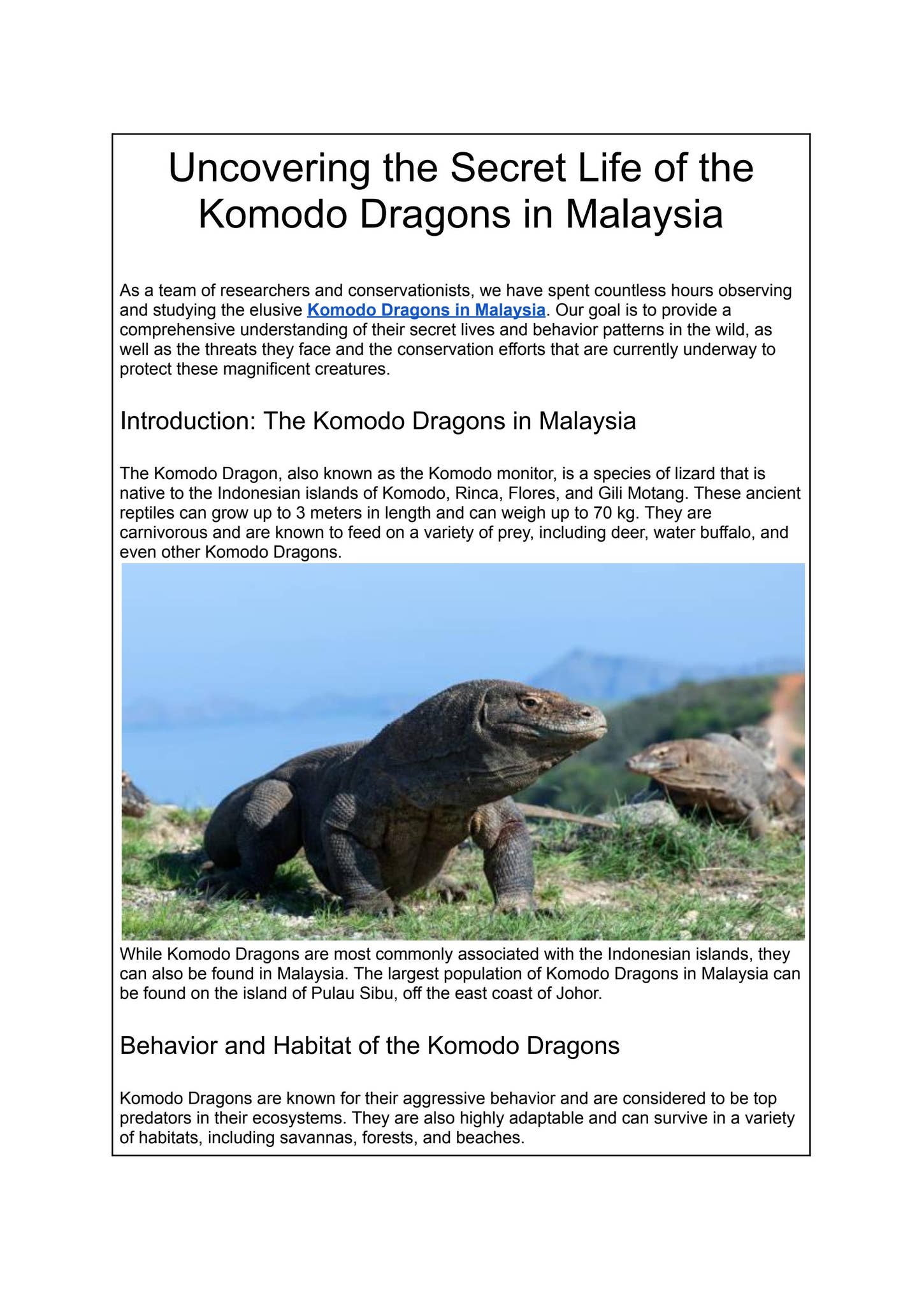 Uncovering the Secret Life of the Komodo Dragons in Malaysia by John Gentry - Issuu