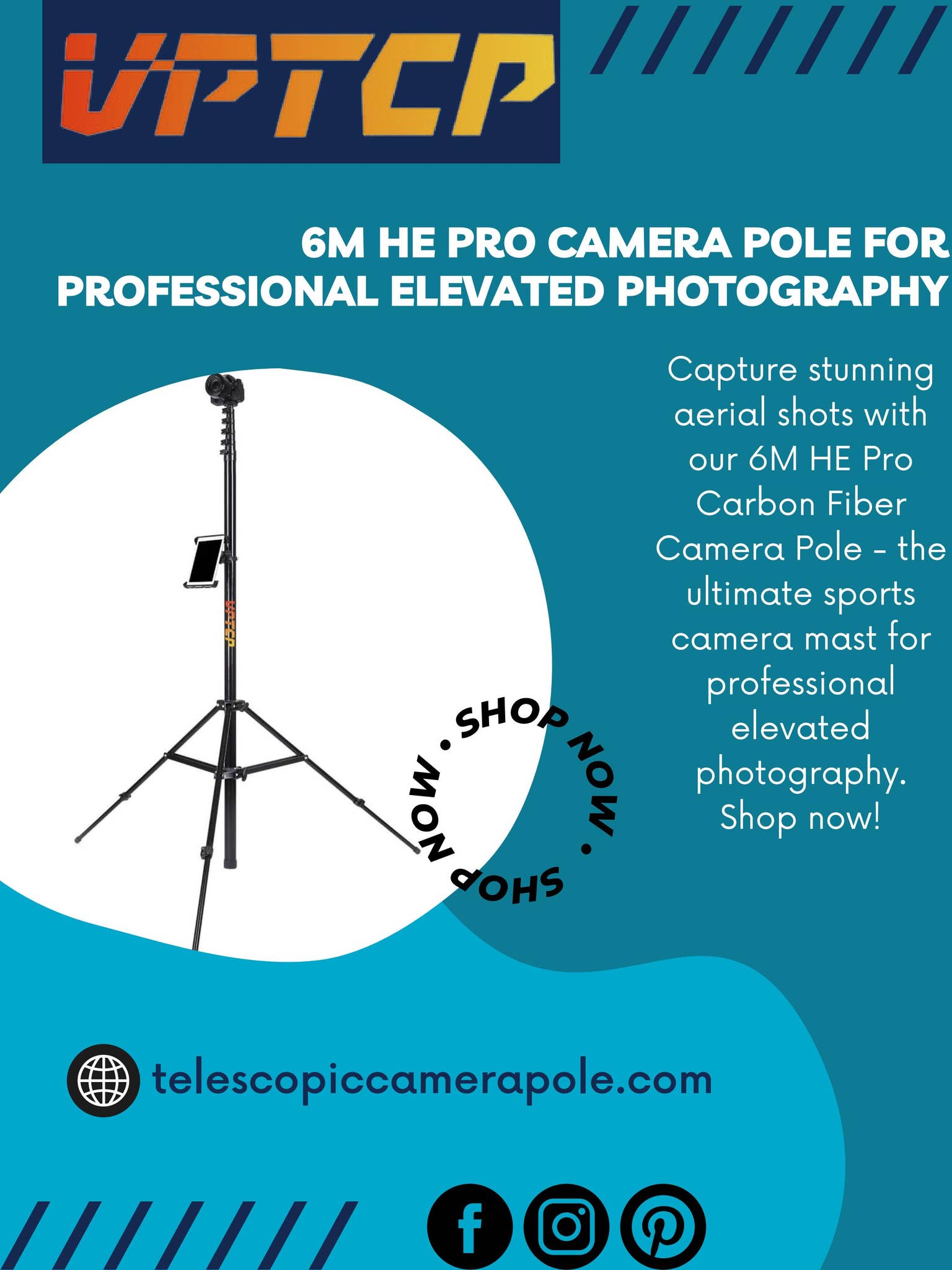 6M HE Pro Camera Pole for Professional Elevated Photography by VPTCP ...