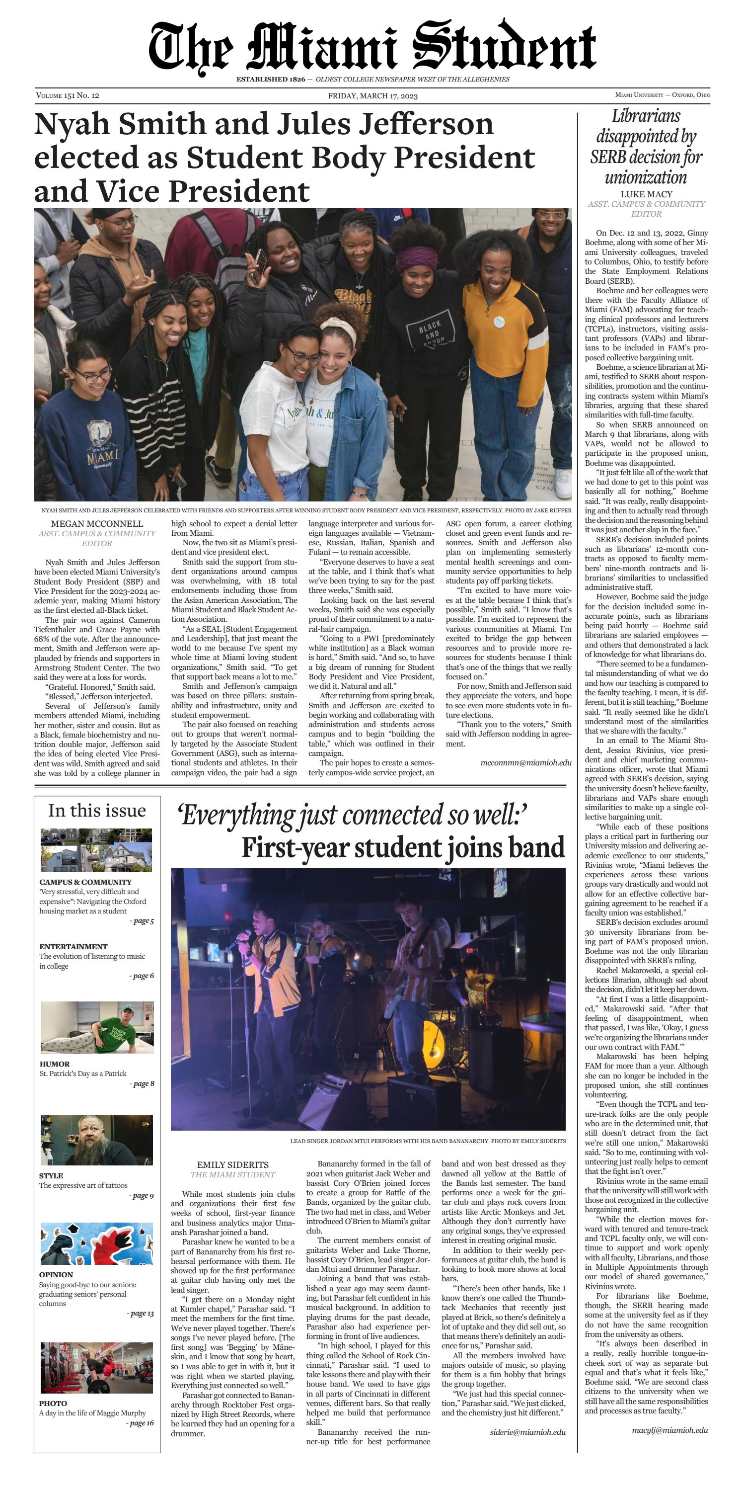 The Miami Student | March 17, 2023 by The Miami Student - Issuu
