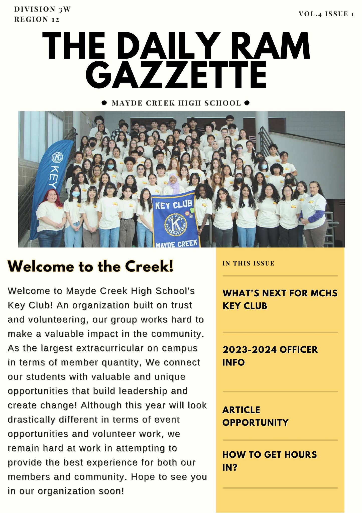 Mayde Creek Key Club Newsletter - April (Volume 3 Issue 12) by Mayde ...