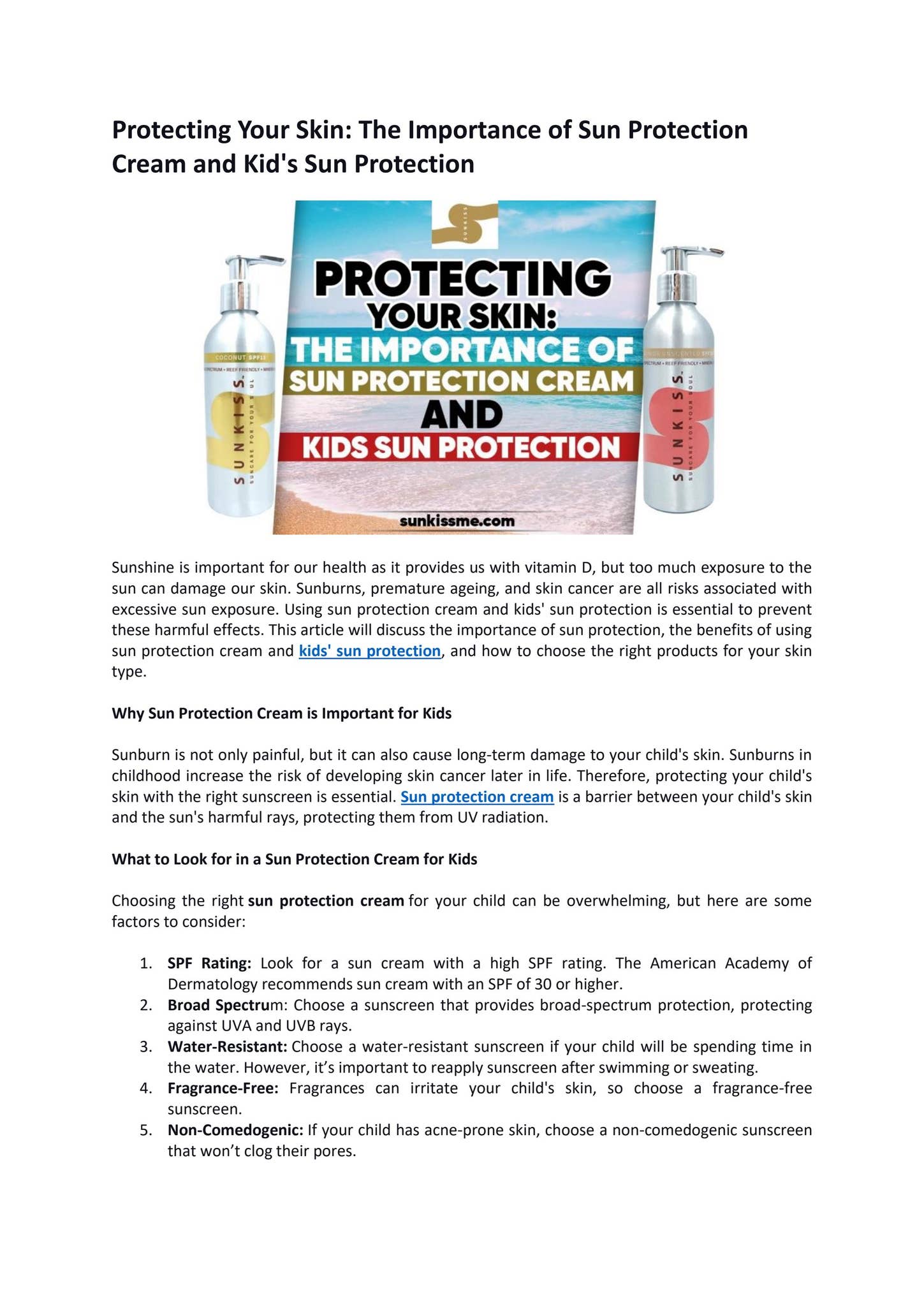 Protecting Your Skin: The Importance of Sun Protection Cream and Kid's ...